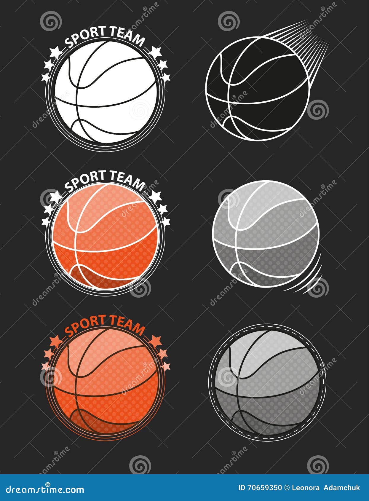 Set of Basketballs on a Gray Background. Vector Stock Vector ...