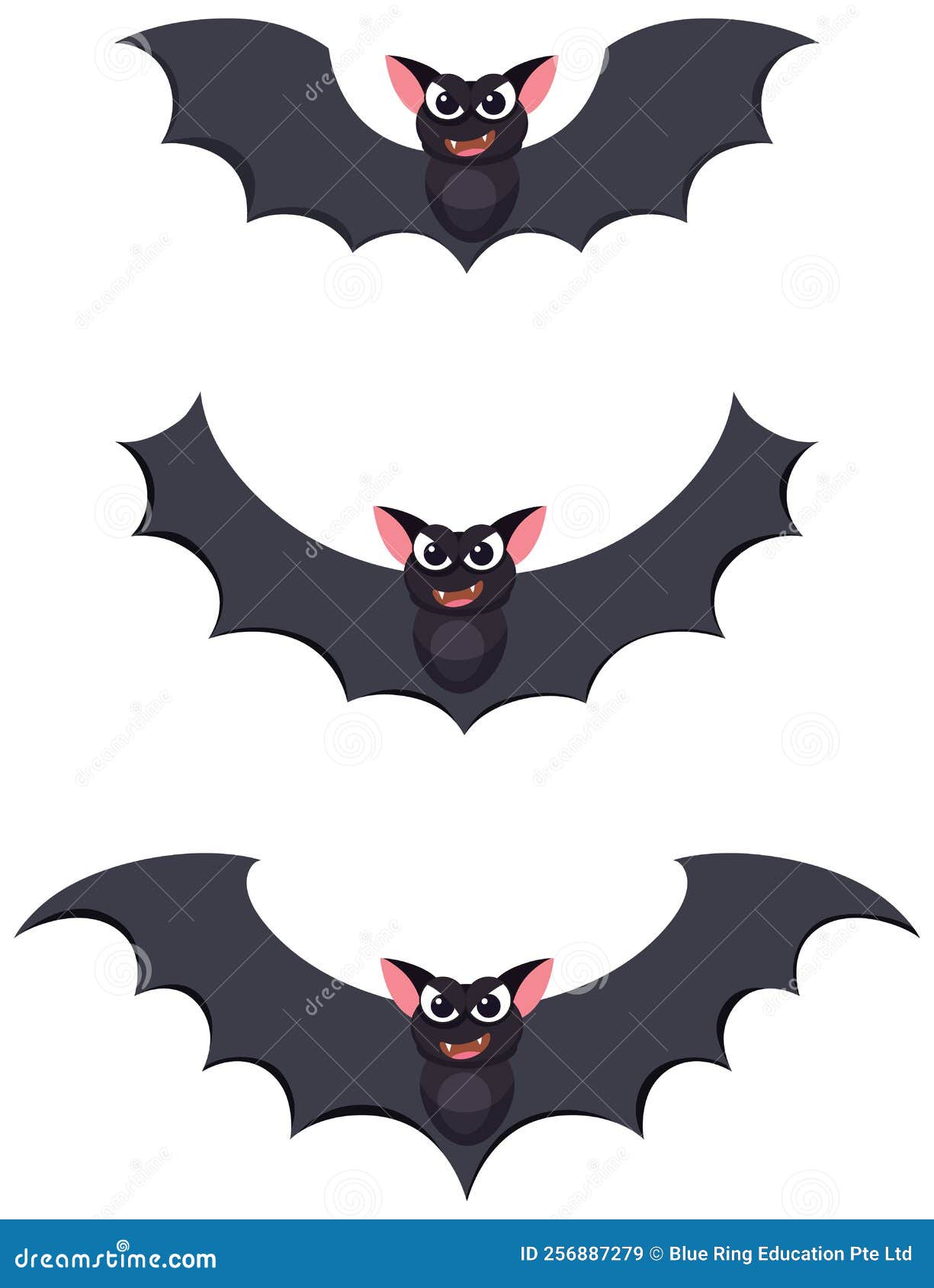 Set of bat cartoon flying stock vector. Illustration of eps10 - 256887279