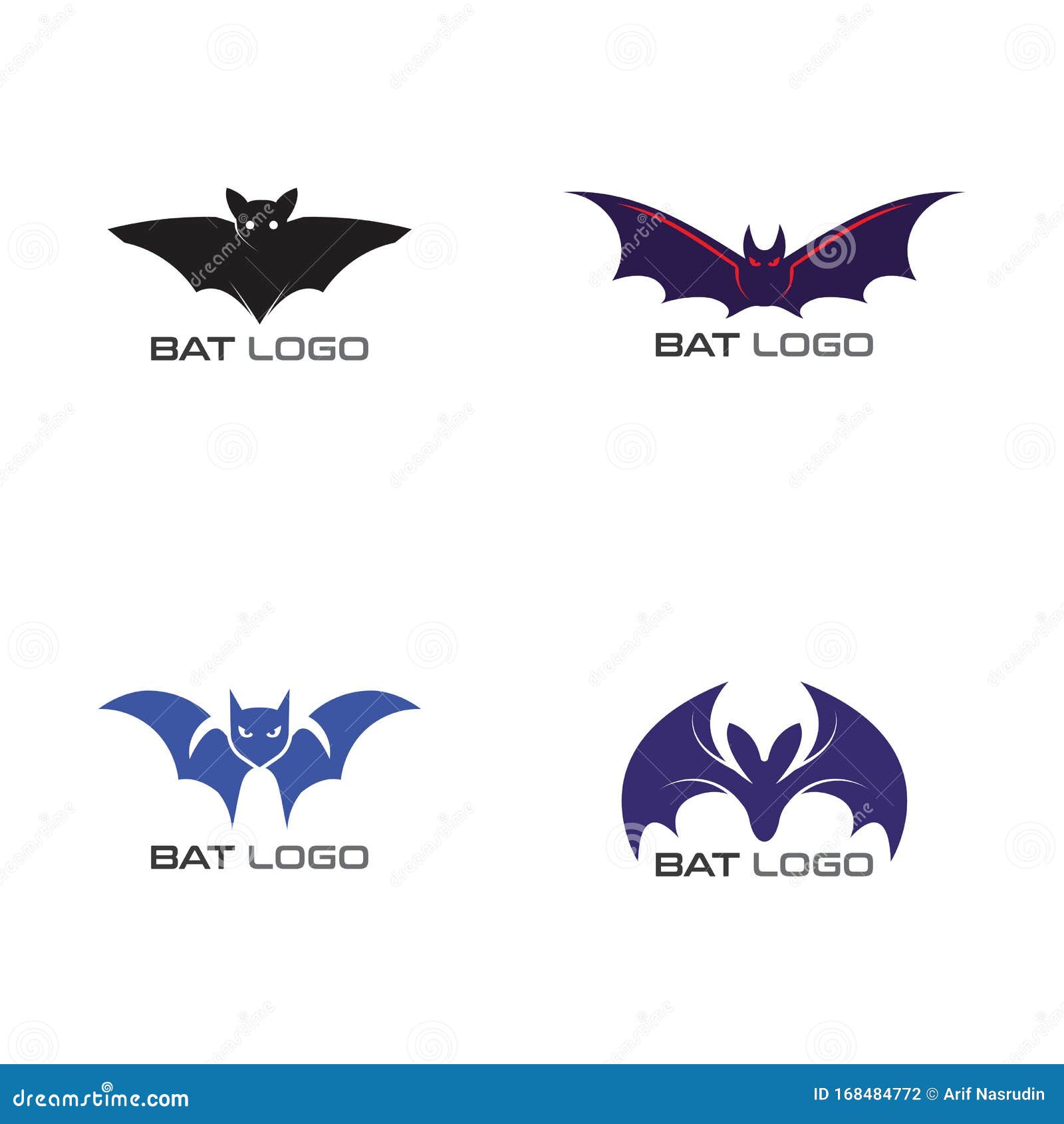 Set of Bat Open Wings Logo Concept Elements Icon Template Stock ...