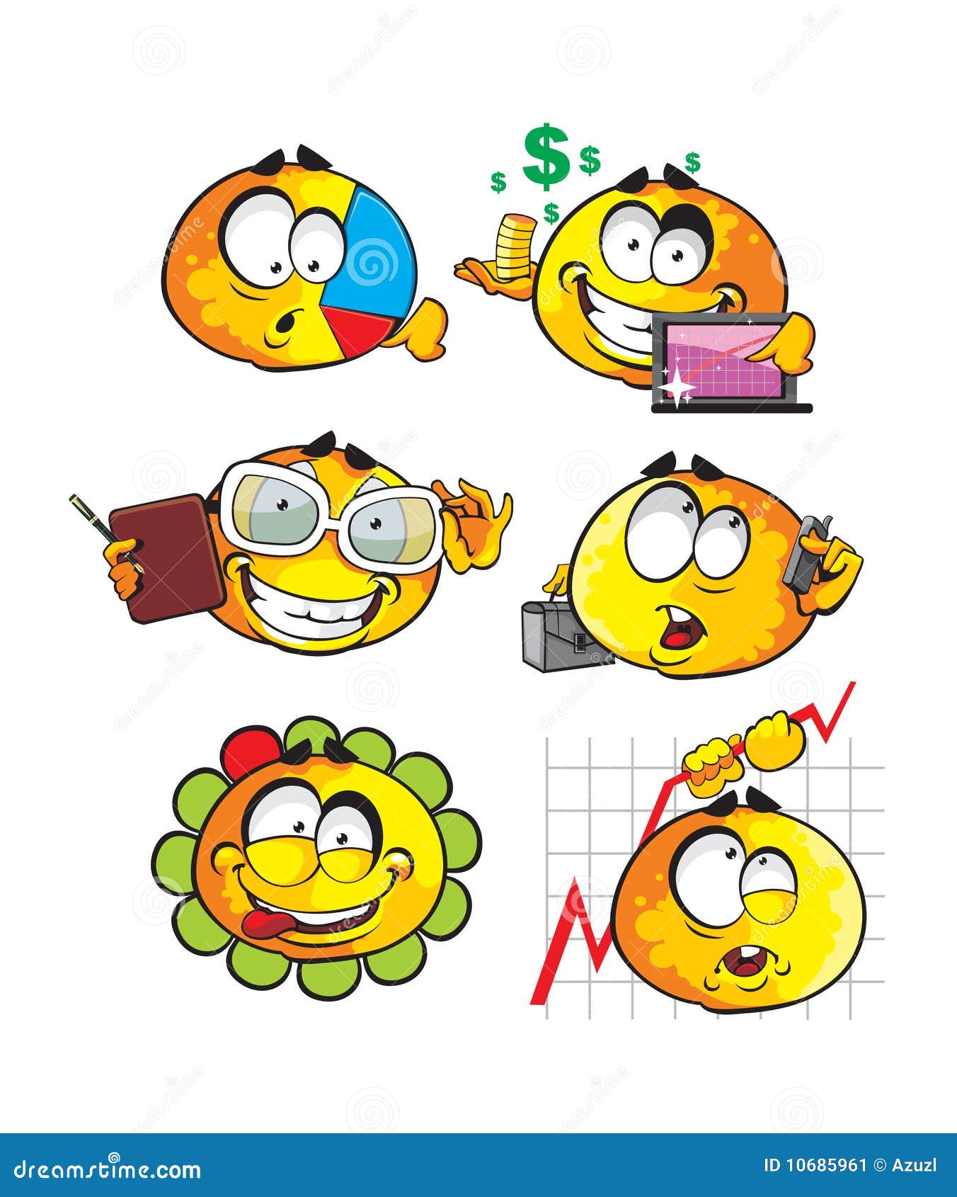 Set of Batch Business Smiles Stock Illustration - Illustration of money ...