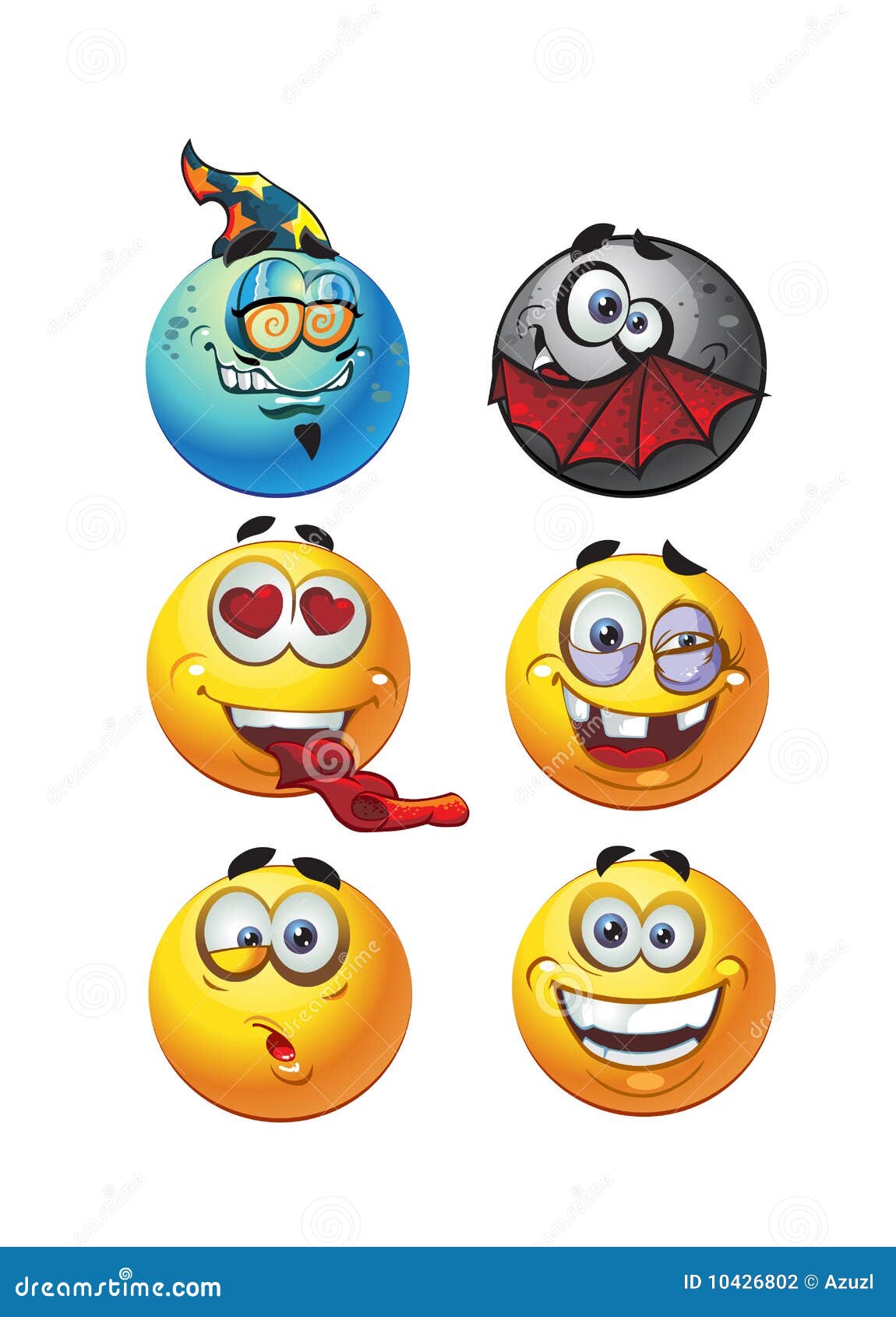 Set of Batch Round Emotion Smiles Stock Illustration - Illustration of ...