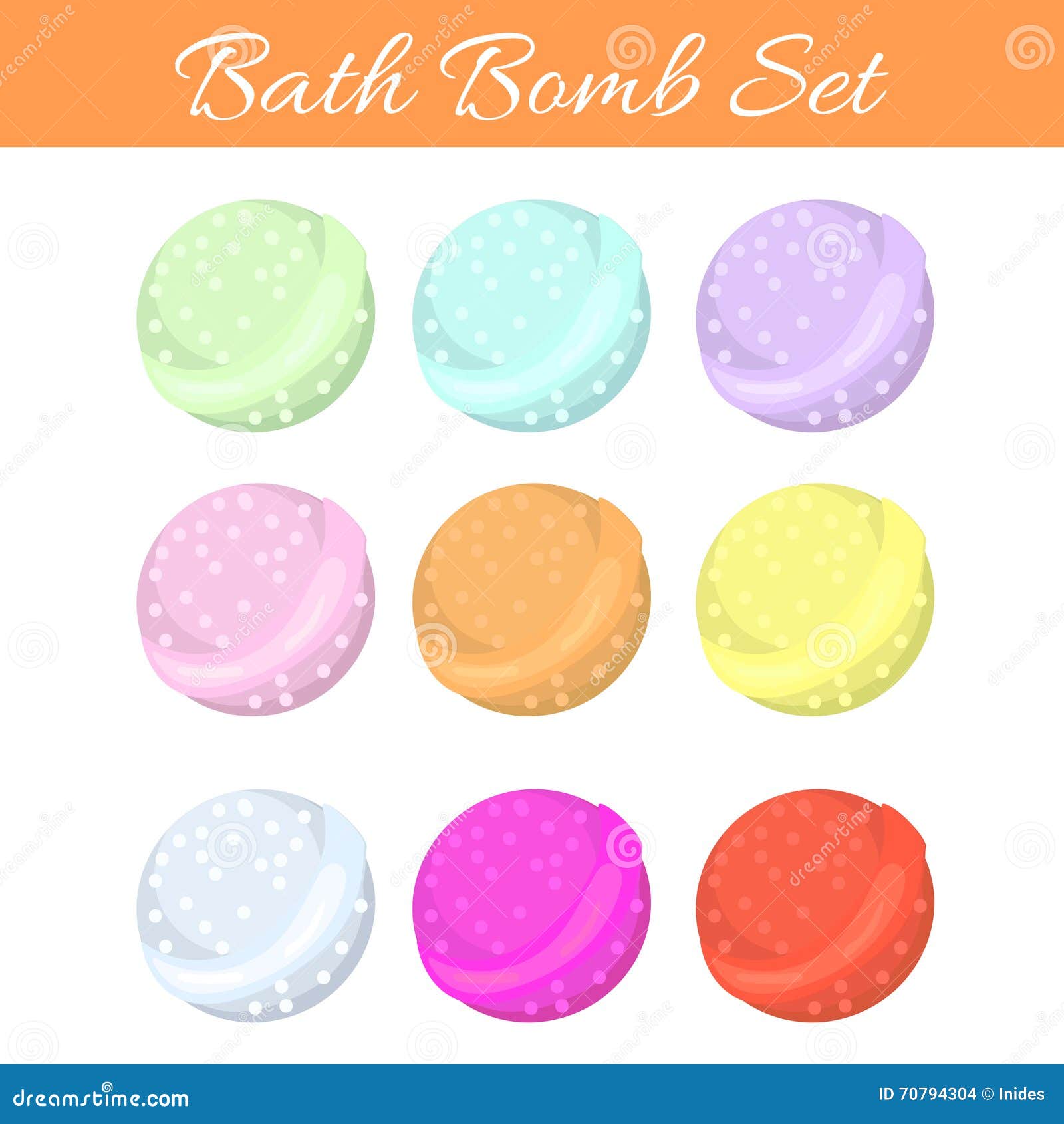 Set of bath bubble bombs. stock vector. Illustration of natural - 70794304