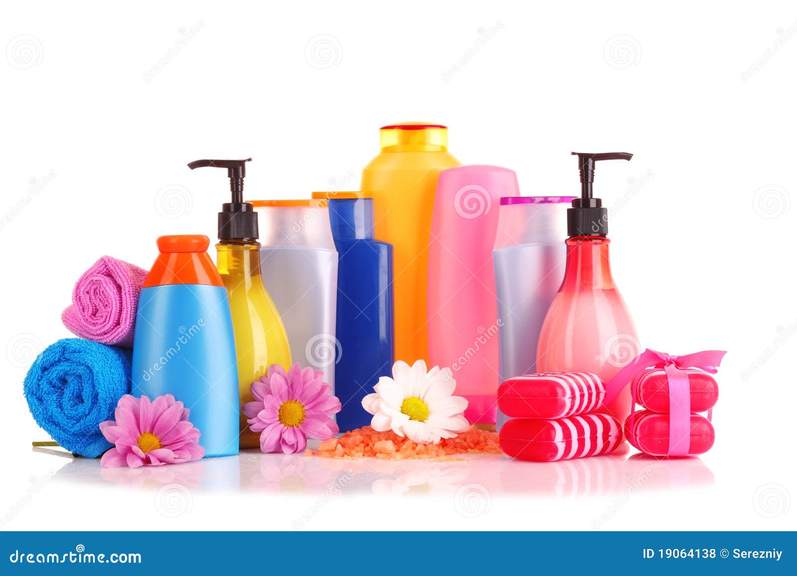 A Set of Bath Cosmetics Isolated Stock Photo - Image of container, bowl ...