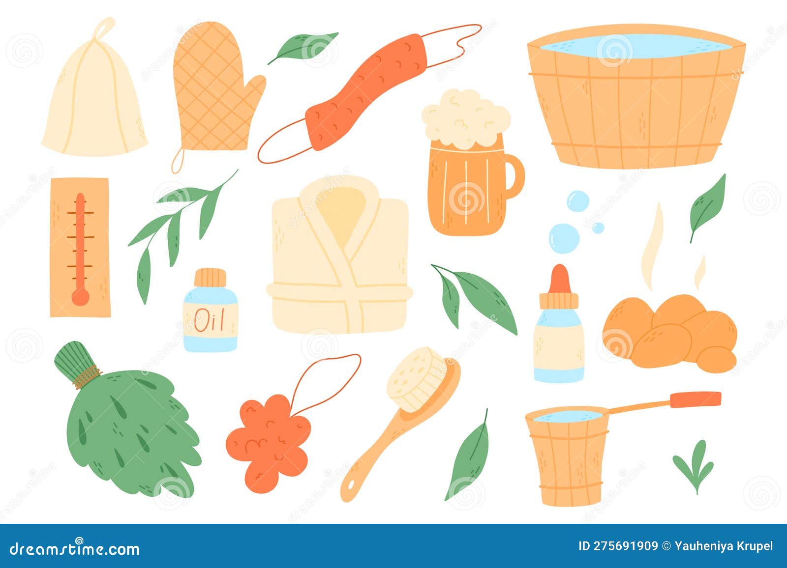 Set of Bath Elements in Flat Style. Vector Illustration Stock ...