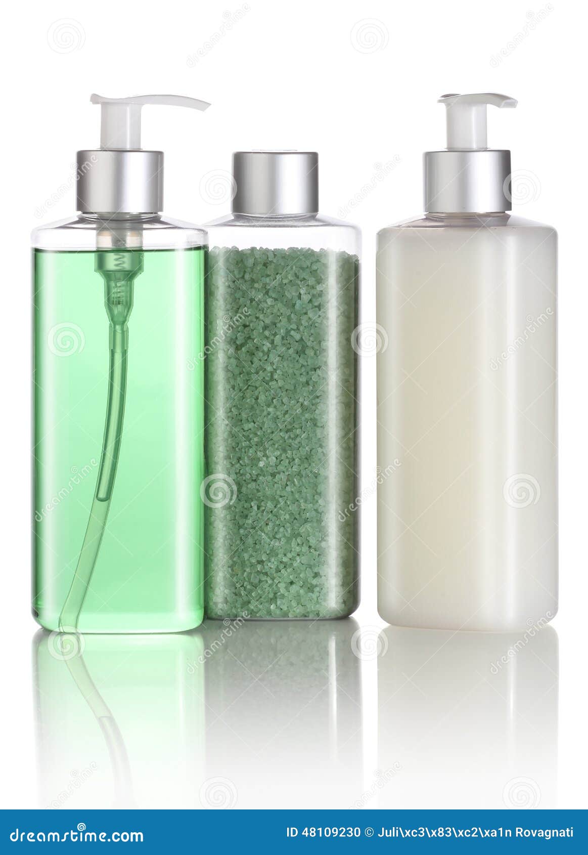 Set of Bath Salt, Shampoo and Liquid Soap Stock Photo - Image of ...