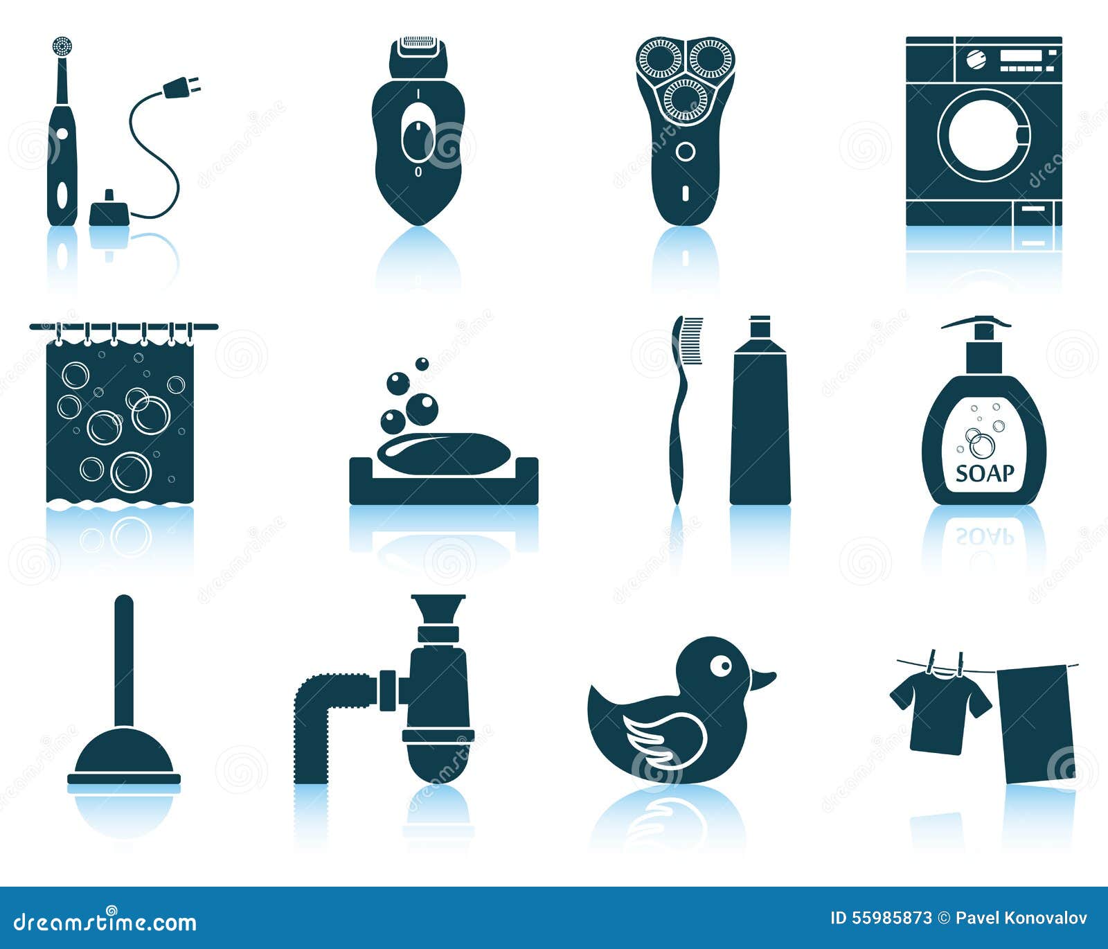Set of bathroom icons stock vector. Illustration of icon - 55985873
