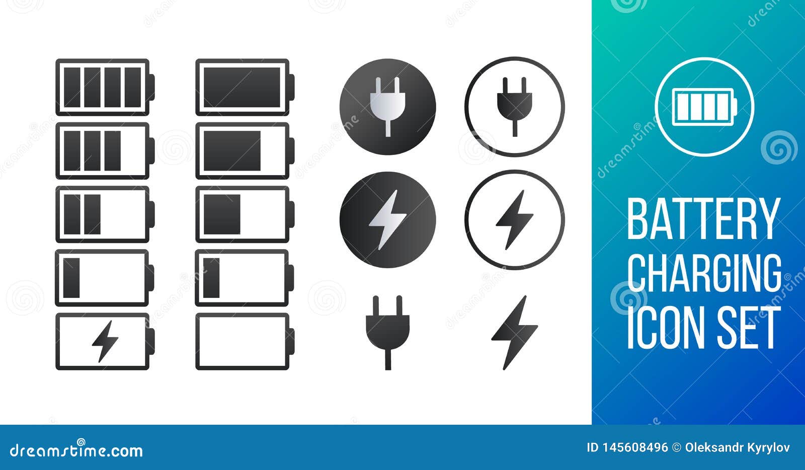 Set of Battery Charge Indicator Icons. Vector Illustration Isolated on ...