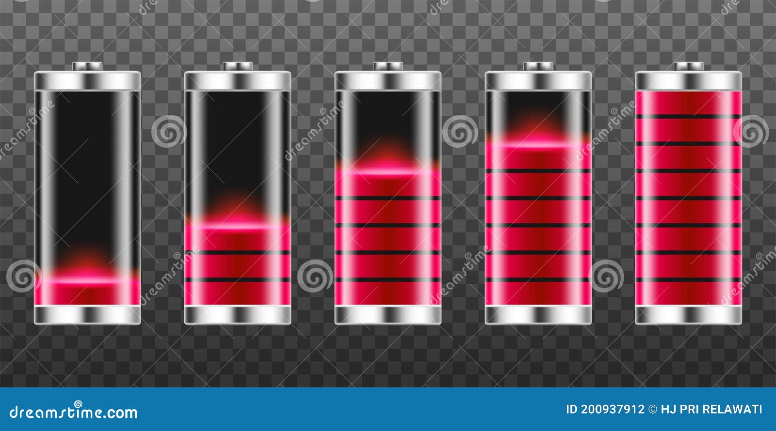 Set of Battery Charge Indicators with Low and High Energy Levels Stock ...
