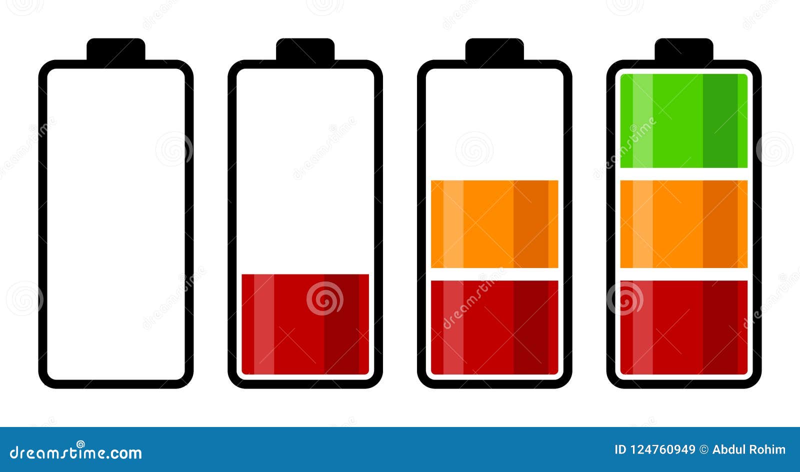 Set of Battery Charge Level Indicator Stock Illustration - Illustration ...