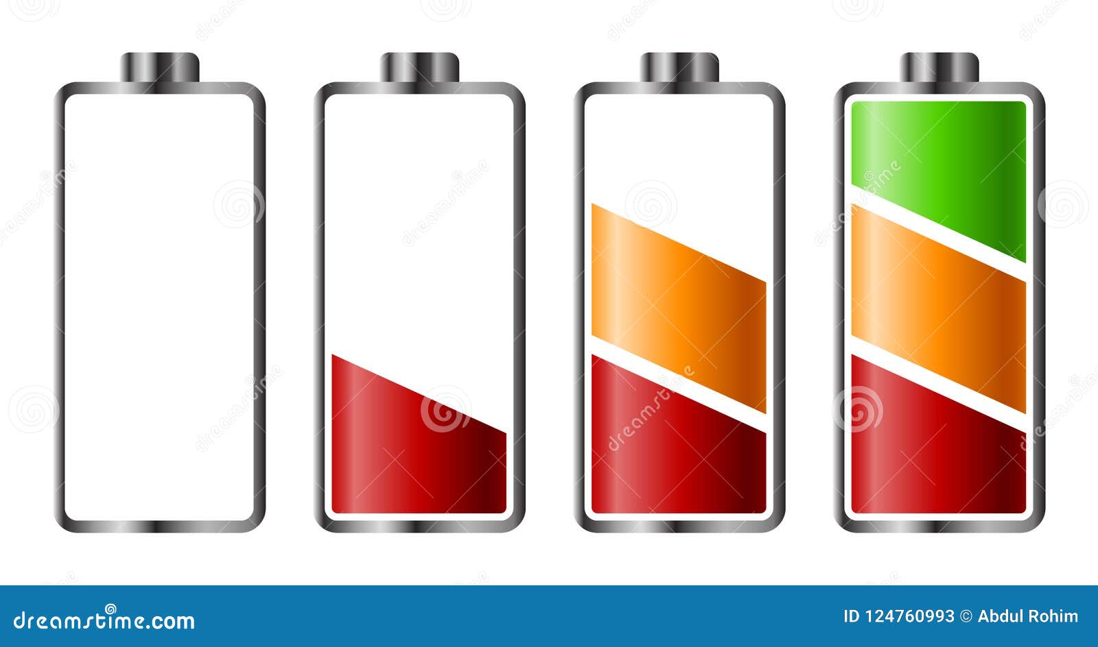 Set of Battery Charge Level Indicator Stock Illustration - Illustration ...