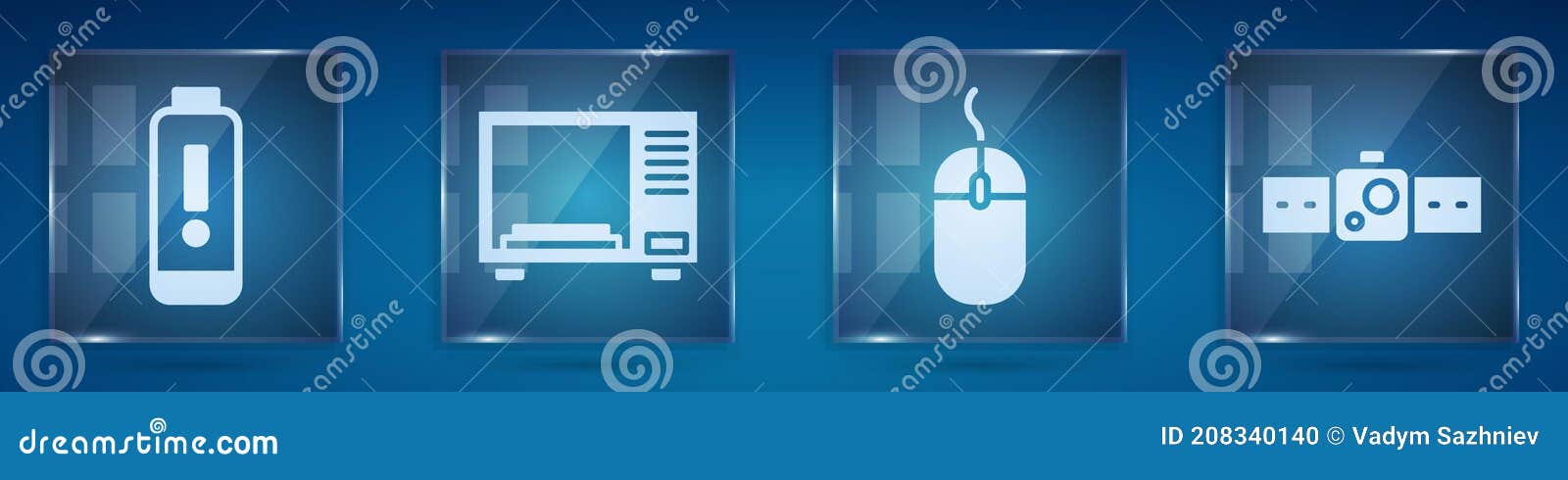 Set Battery Charge Level Indicator, Microwave Oven, Computer Mouse and ...