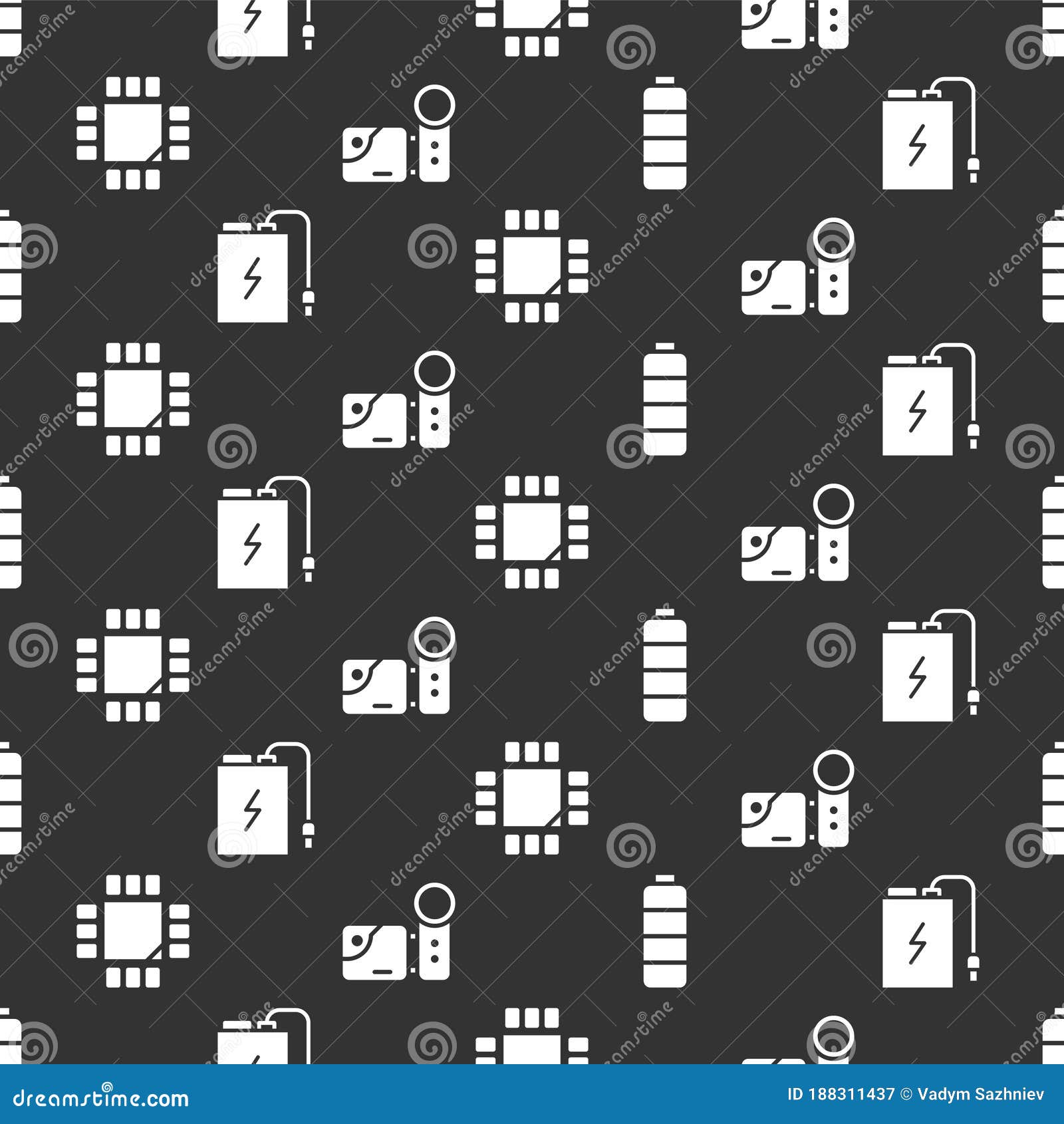 Set Processor With Microcircuits CPU, Radio Antenna, Printer, Speaker Volume, Joystick For ...