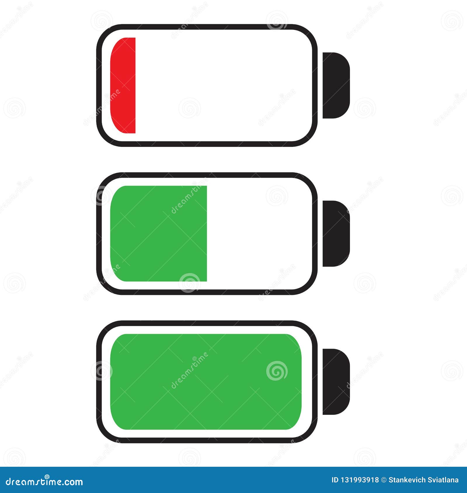 Set Battery Icon Flat Design. Battery of Mobile Phone. Vector Stock ...