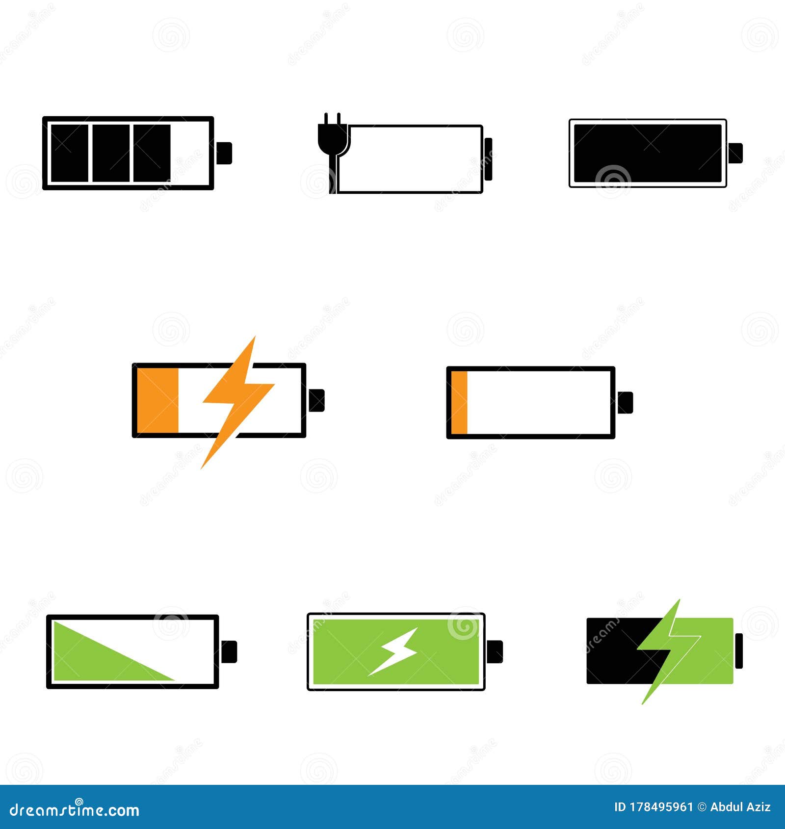 Set of Battery Illustration Logo Vector Stock Vector - Illustration of ...