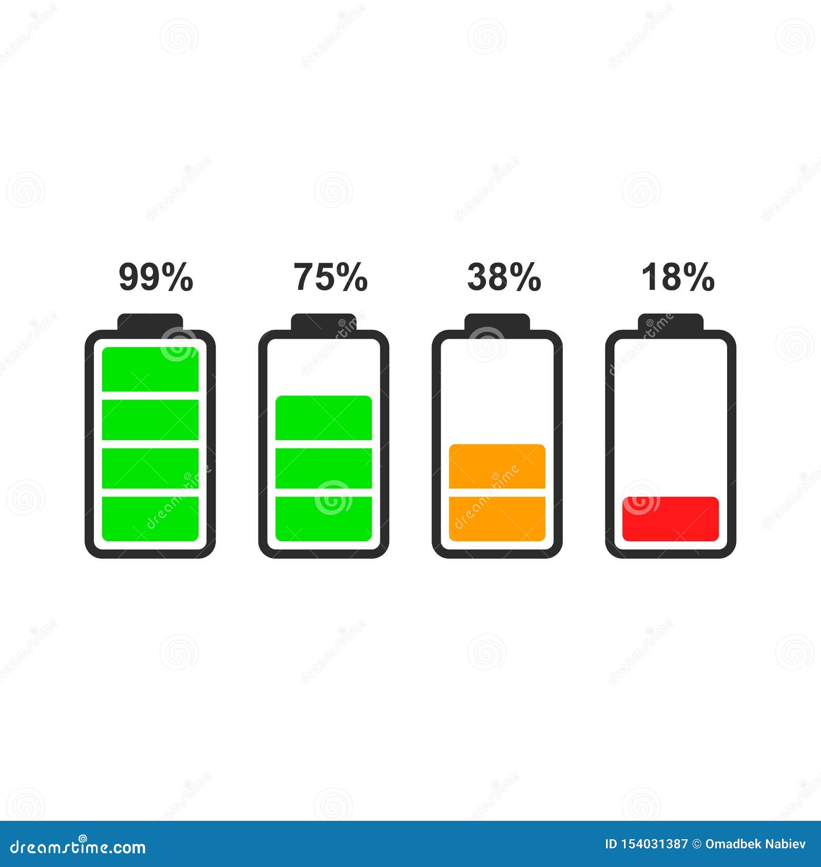 Set of Battery Level Indicator Icons. Stock Vector - Illustration of ... Set of Battery Level Indicator Icons. Stock Vector - Illustration of ...