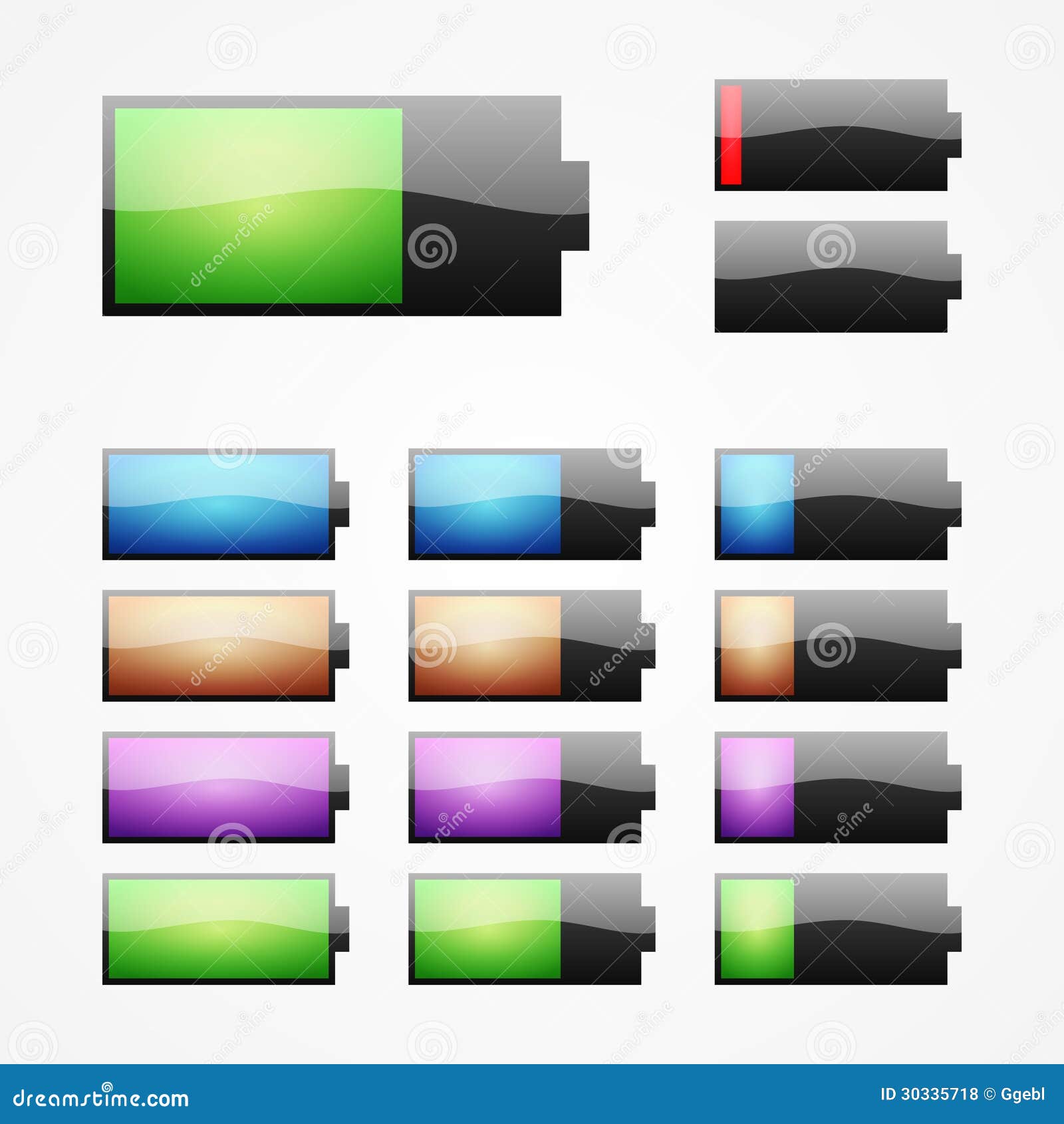 Set of battery symbols stock vector. Illustration of green - 30335718