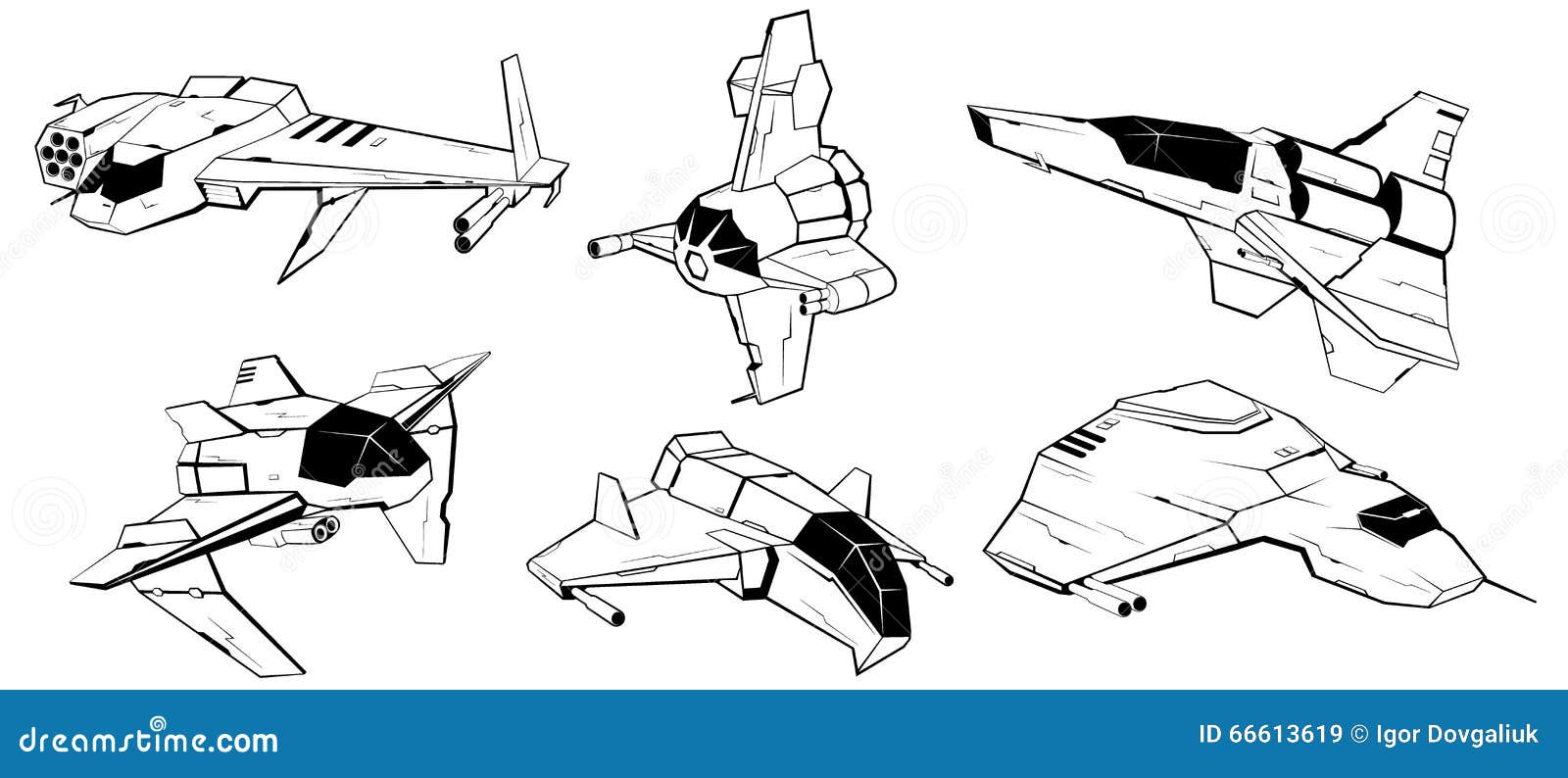 Spaceships Vehicles. Space Rocket, Flying Aerospace Shuttle, Spacecraft ...