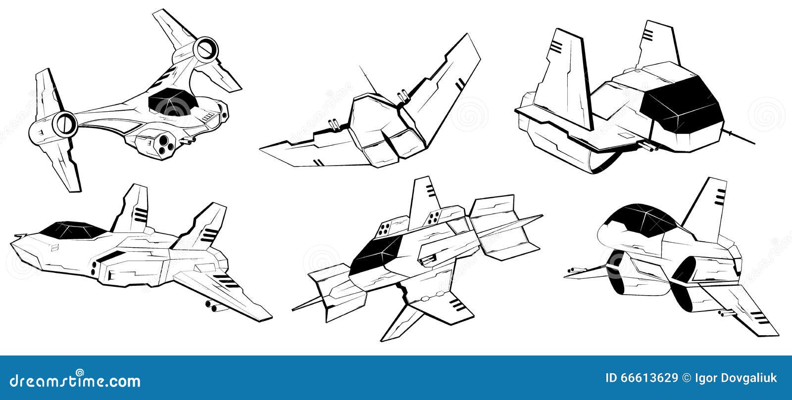 Spaceships Vehicles. Space Rocket, Flying Aerospace Shuttle, Spacecraft ...