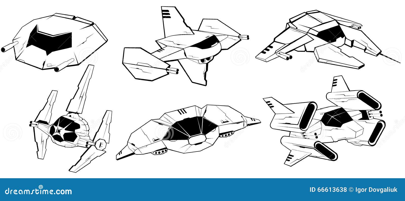 Spaceships Vehicles. Space Rocket, Flying Aerospace Shuttle, Spacecraft ...