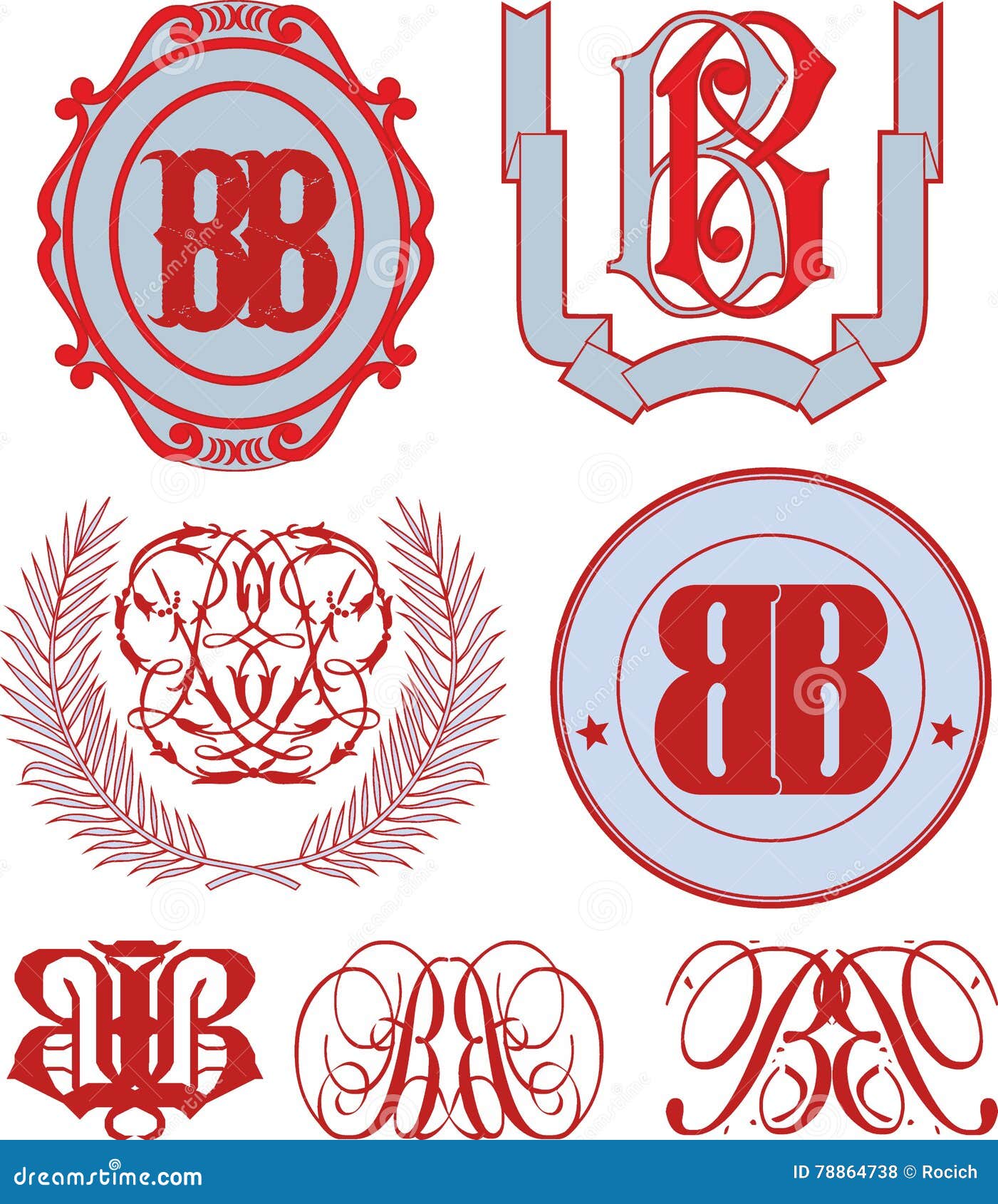 Set of BB Monograms and Emblem Templates Stock Vector - Illustration of ...