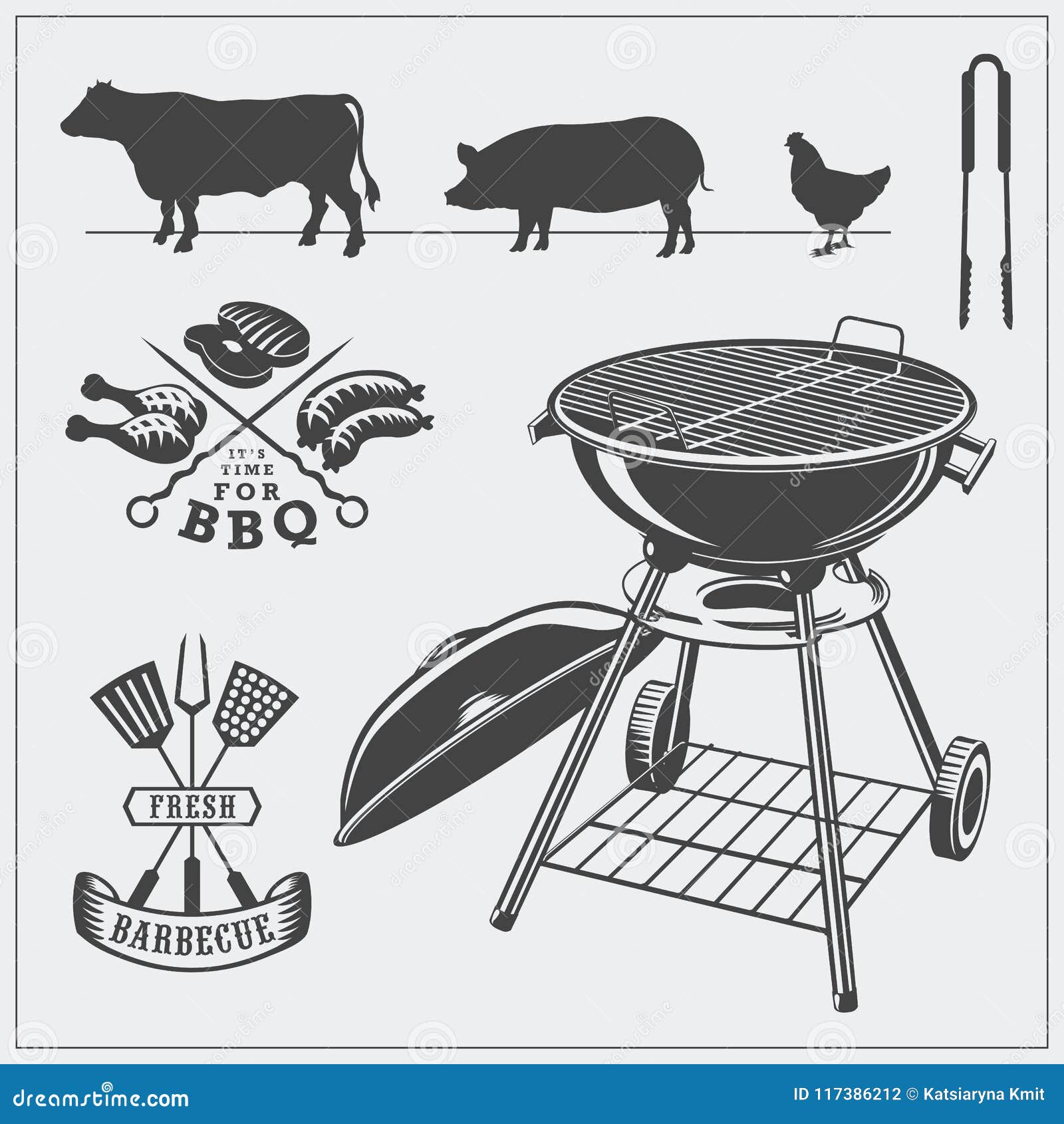 Set of BBQ Labels and Symbols. Stock Vector - Illustration of steak ...