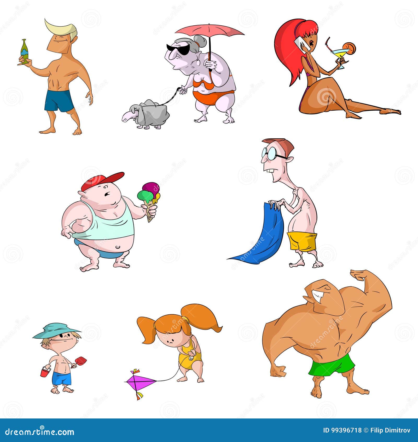 Fat Nerd On The Beach Vector Illustration | CartoonDealer.com #72020192