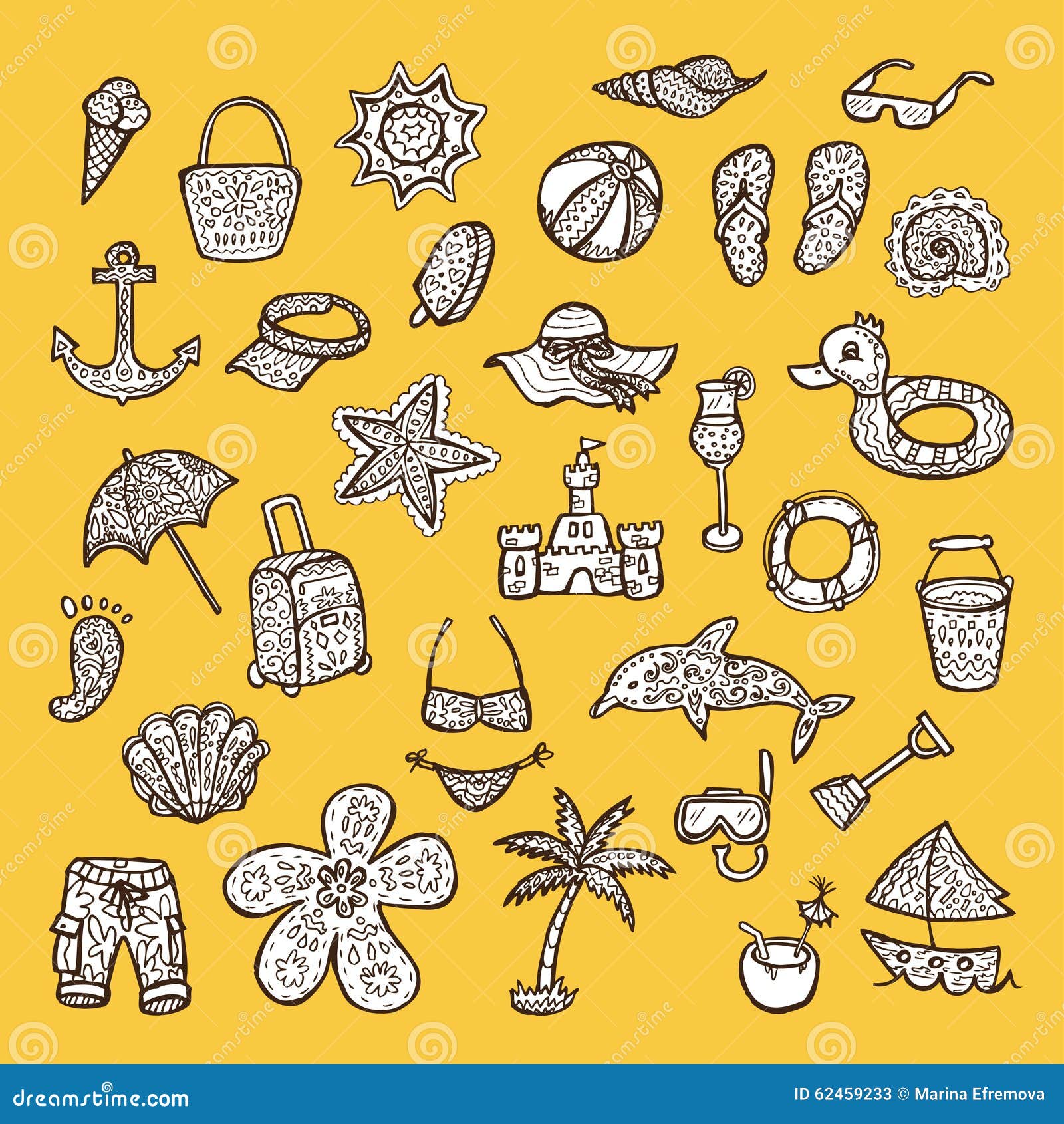 Set of beach icons. stock vector. Illustration of circle - 62459233