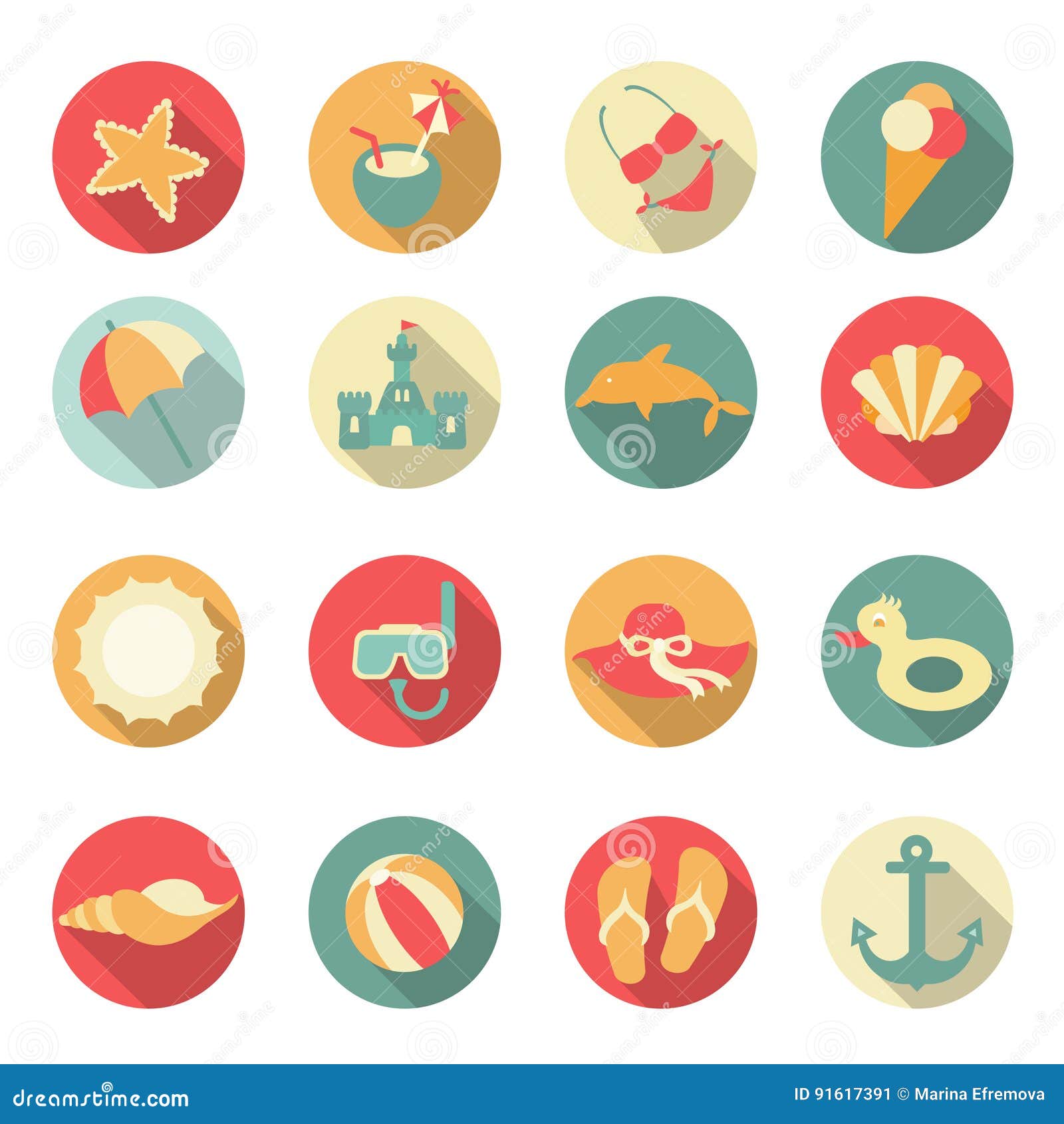 Set of beach icons. stock vector. Illustration of icon - 91617391