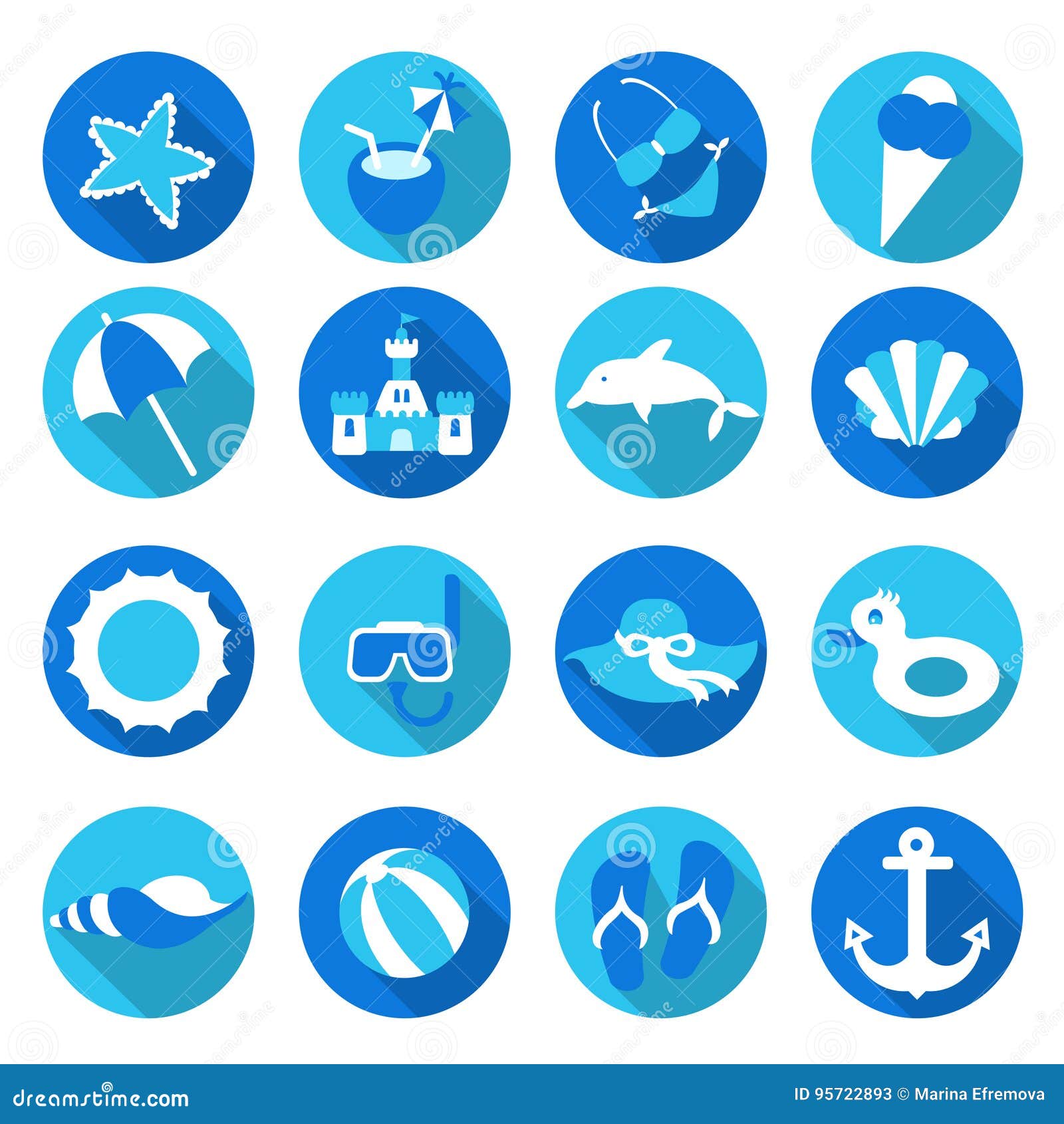 Set of beach icons. stock vector. Illustration of case - 95722893
