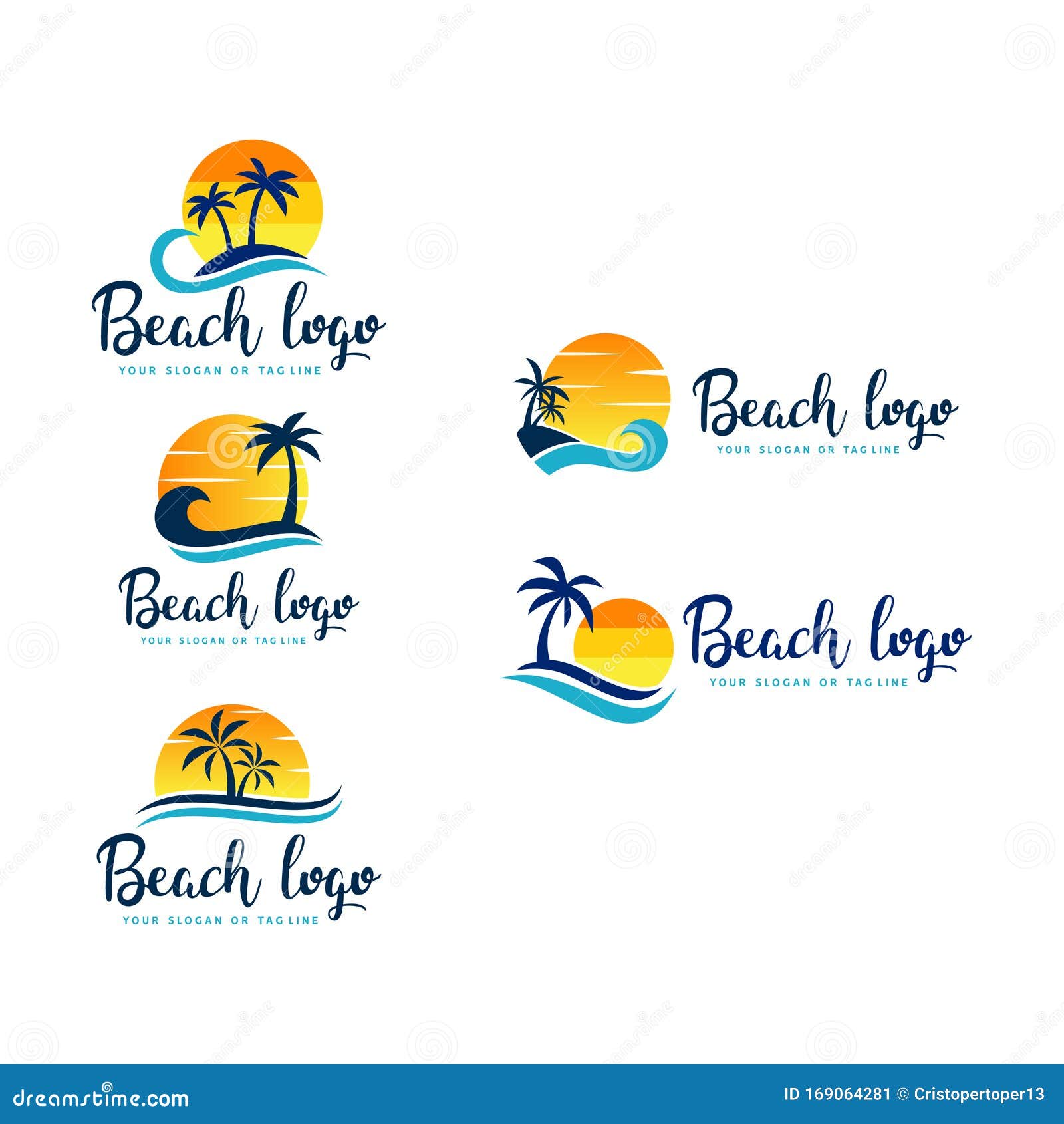 Set Beach Logo Design Vector Stock Vector - Illustration of hipster ...