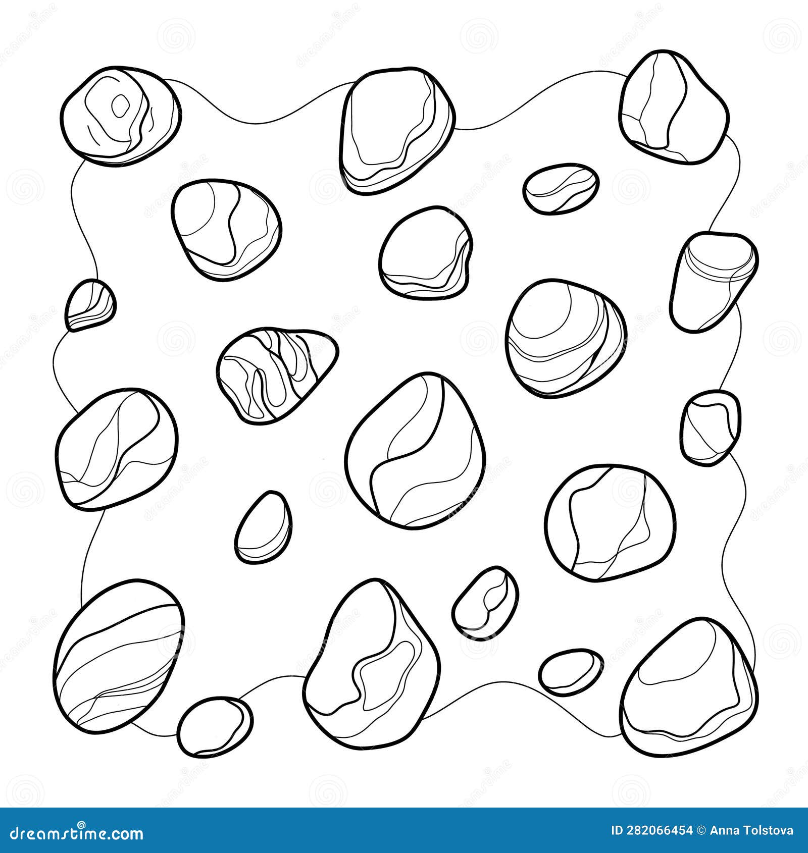 Set of Beach Pebbles, Line. Stock Vector - Illustration of drawing ...