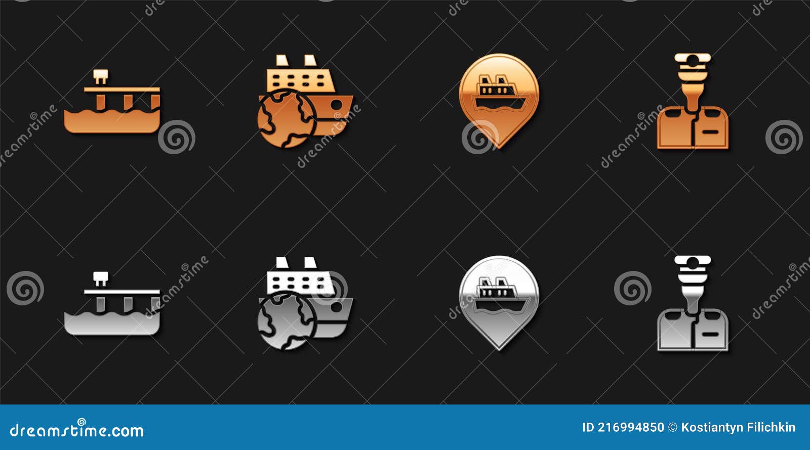 Set Beach Pier Dock, Cruise Ship, Location with Cruise and Captain of ...