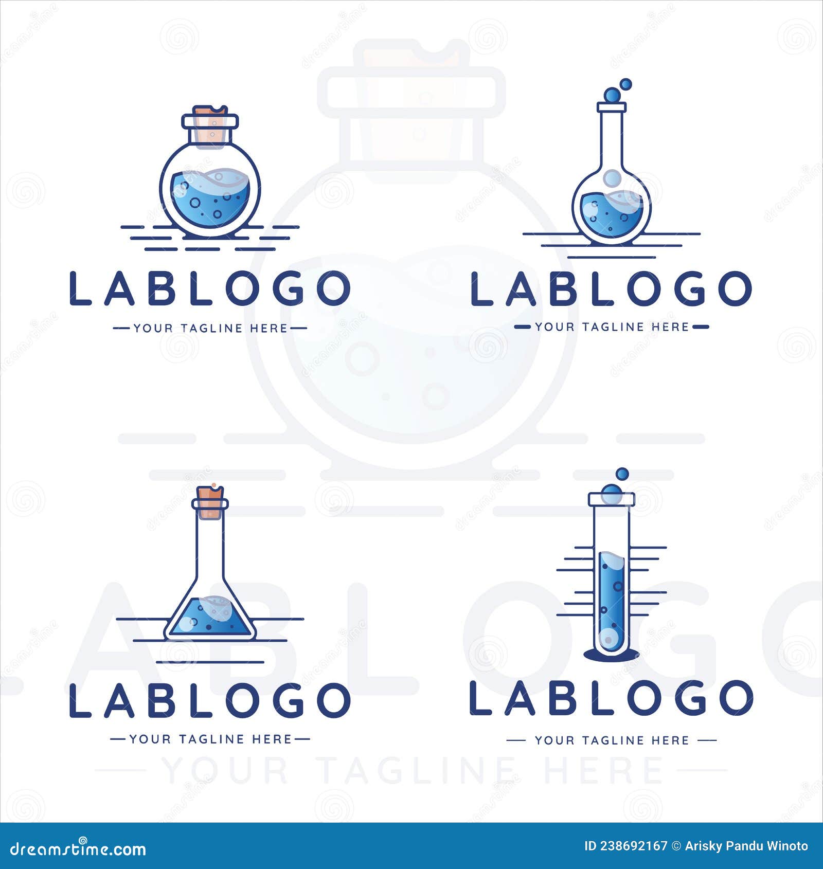 Set of Beaker Lab Logo Line Art Vector Illustration Template Icon ...