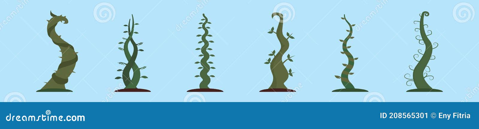 Set of Beanstalk Cartoon Icon Design Template with Various Models ...