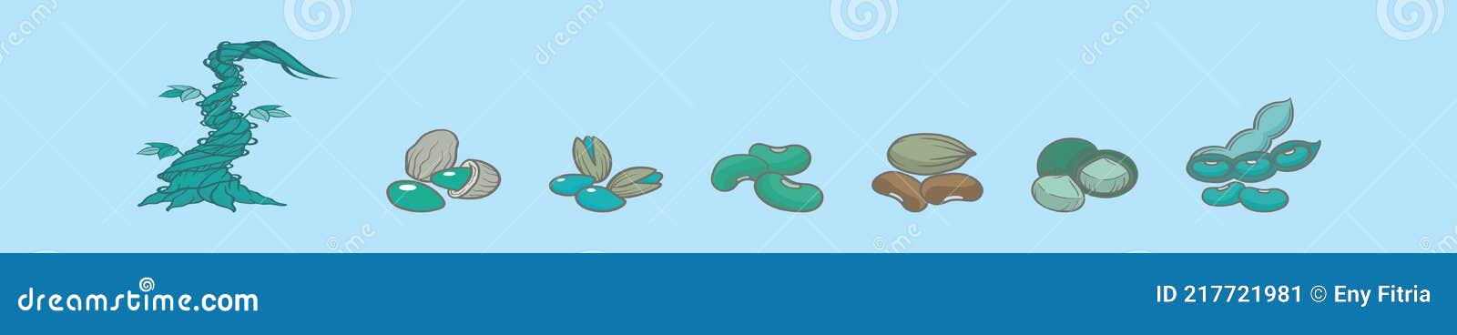 Set of Beanstalk Cartoon Icon Design Template with Various Models ...