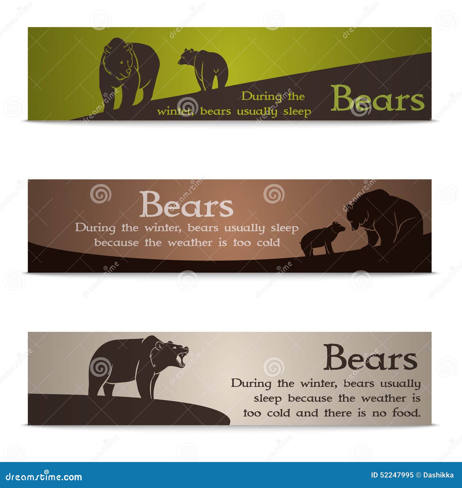 Set of bear banners stock vector. Illustration of graphic - 52247995