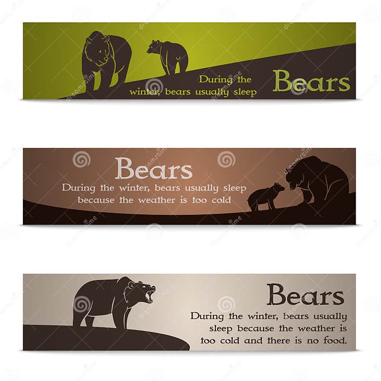 Set of bear banners stock vector. Illustration of graphic - 52247995