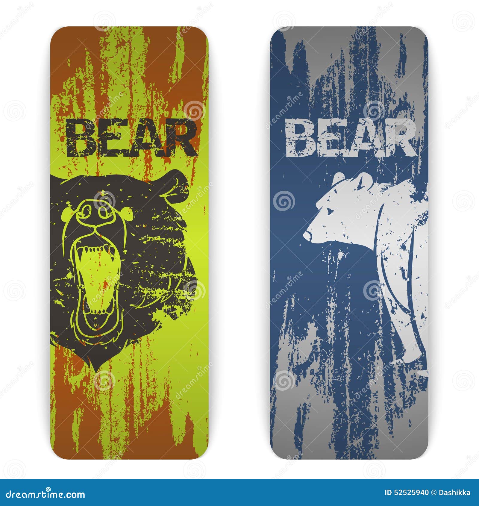 Set of bear banners stock vector. Illustration of mascot - 52525940