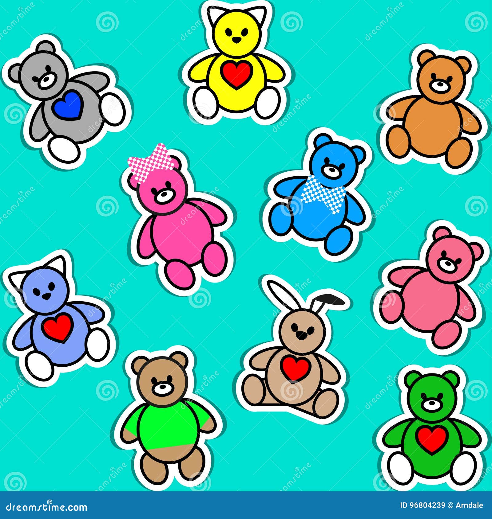 Set of of Bear, Rabbit and Cat Stock Illustration - Illustration of ...