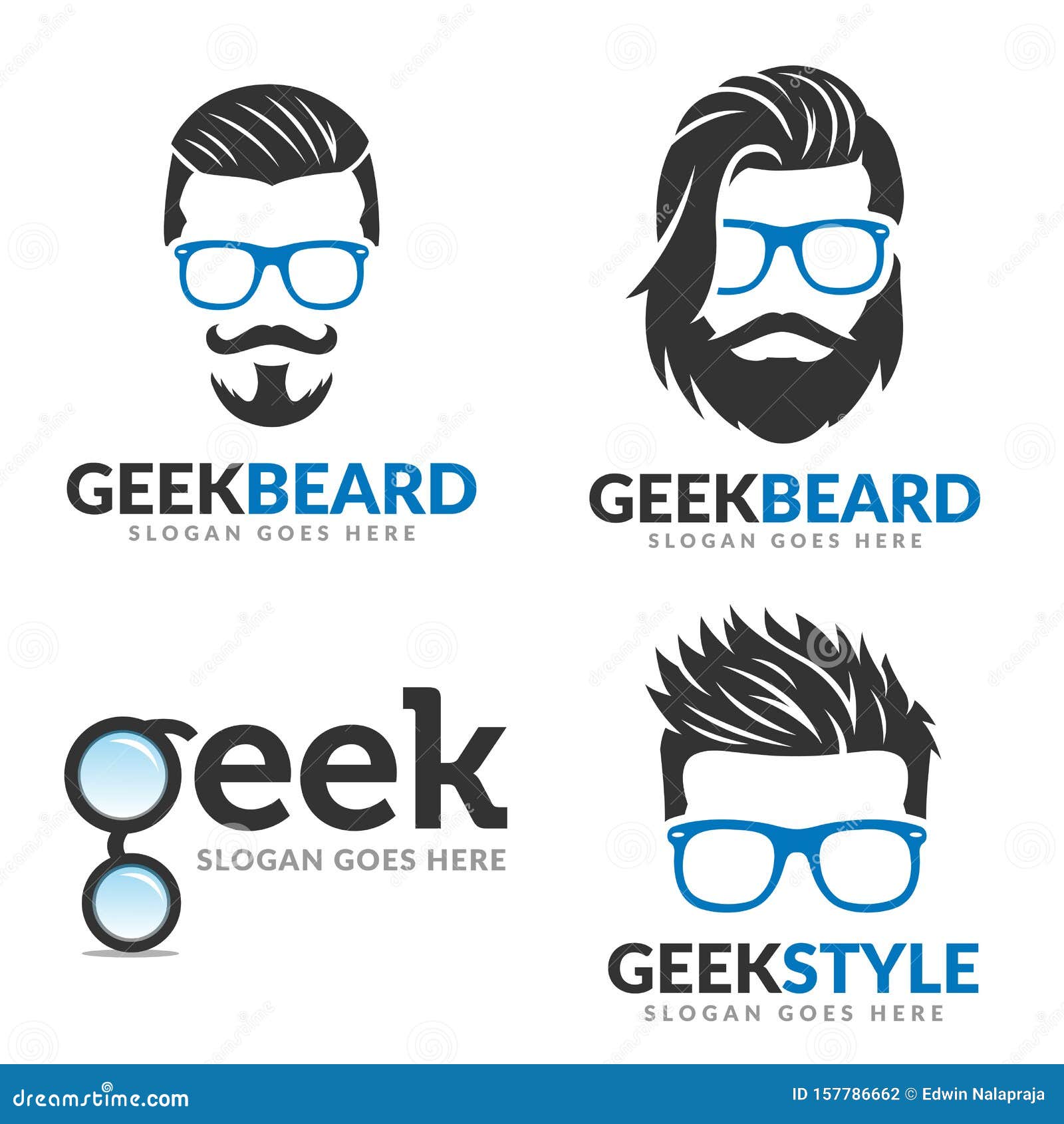 Set of Beard Geek Logo Template, Geek Logo Pack Stock Vector ... Set of Beard Geek Logo Template, Geek Logo Pack Stock Vector ...