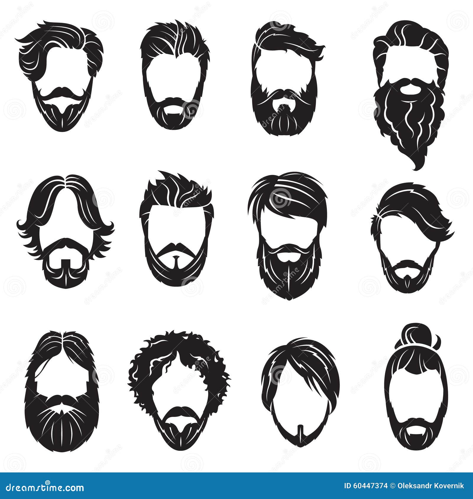 Set of beards and hairs stock vector. Illustration of mustache - 60447374
