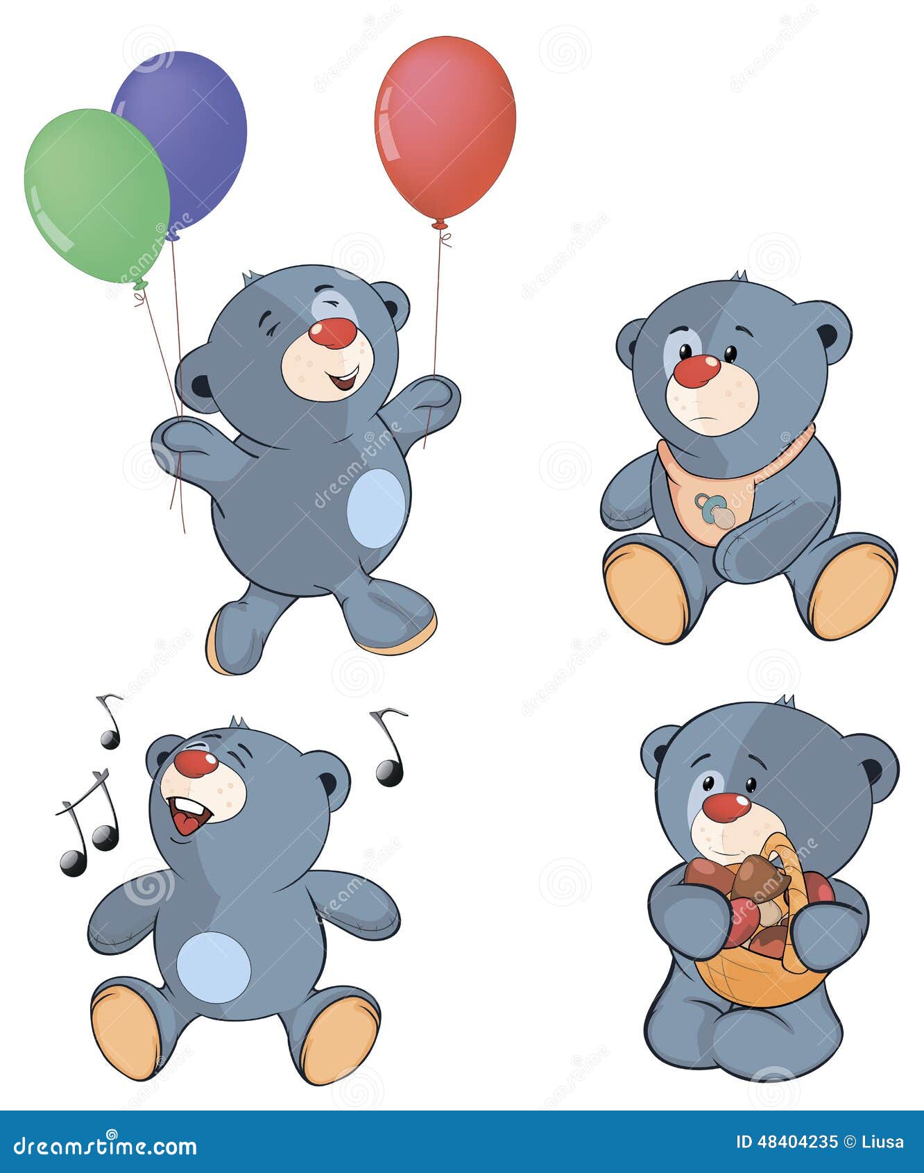 A set of bears. Cartoon stock vector. Illustration of food - 48404235