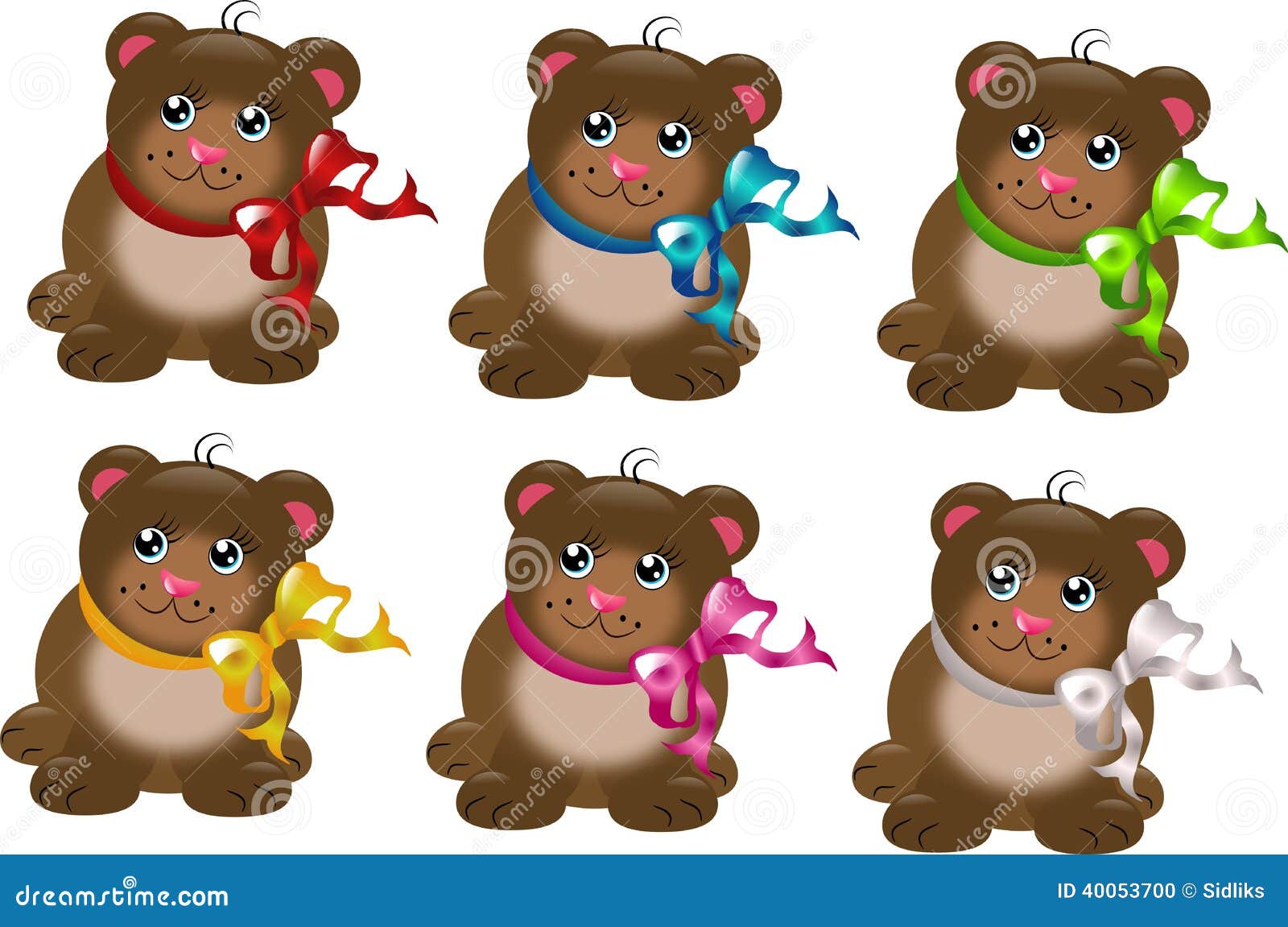 Set of bears with ribbons stock illustration. Illustration of remember ...