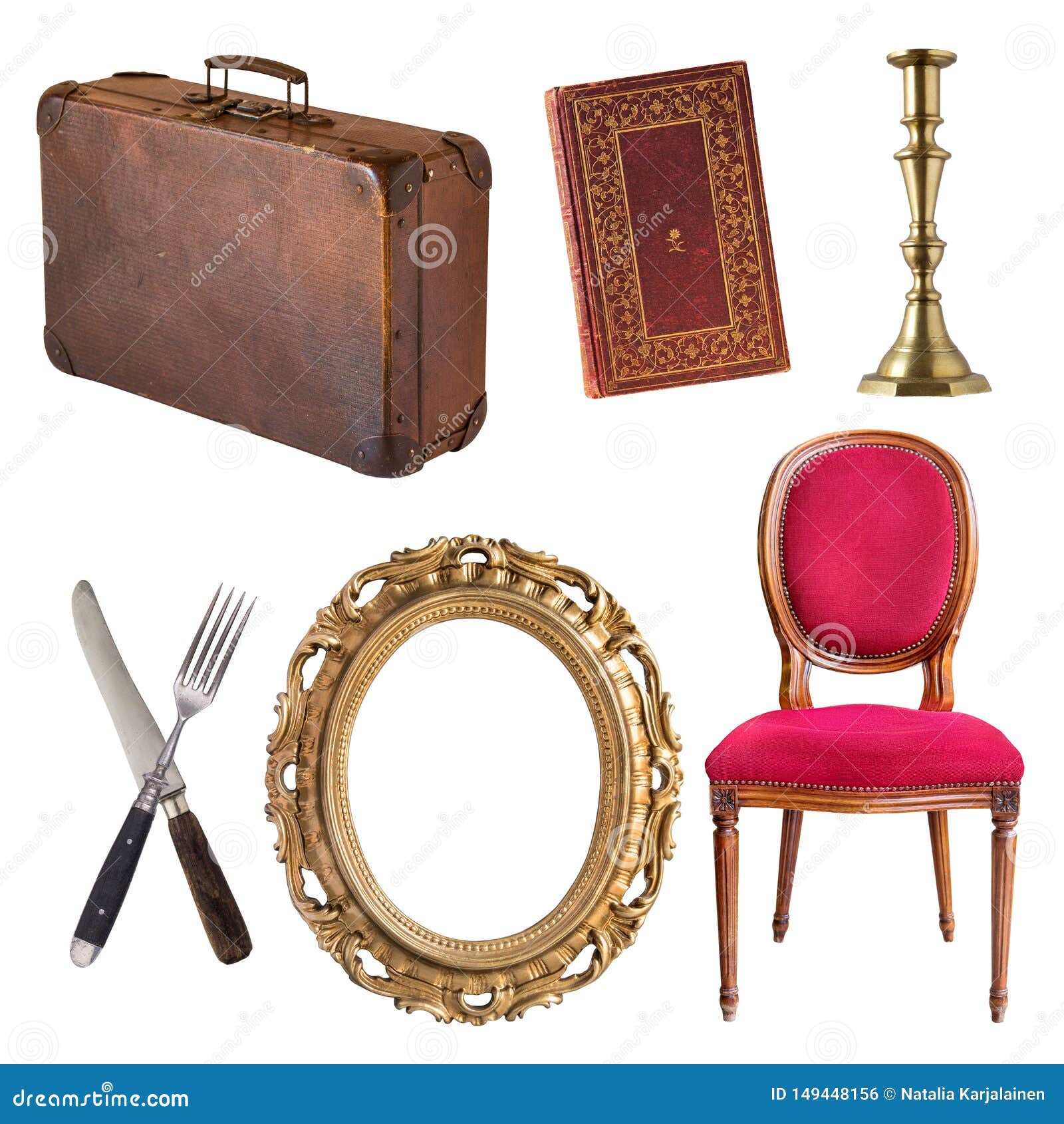 Set of Beautiful Antique Items, Retro. Vintage Stock Photo - Image of ...