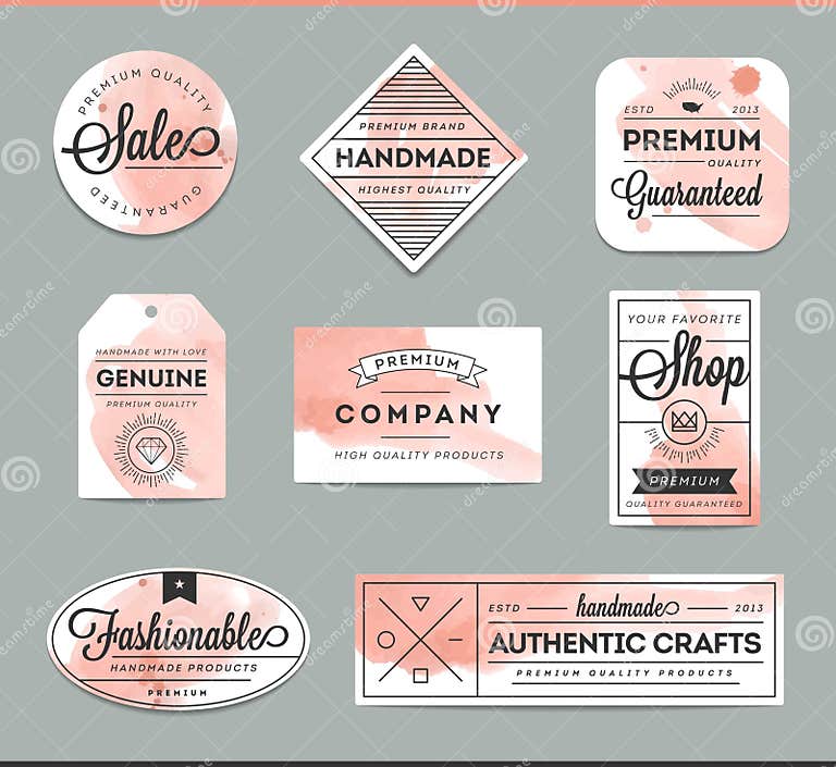Set of Beautiful Artistic Labels Stock Vector - Illustration of label ...