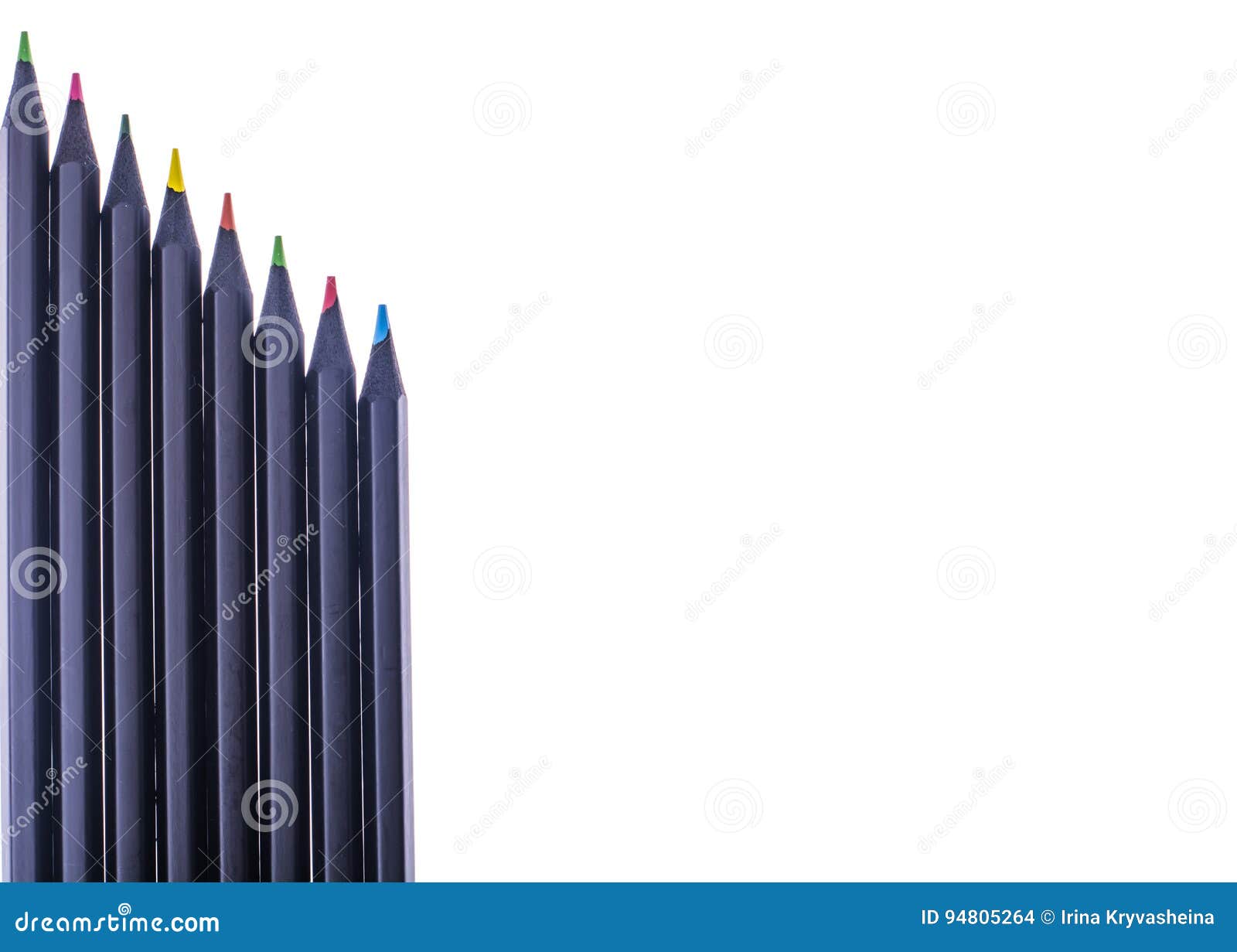 Set of Beautiful Black Colored Pencils on White Background. Stock Photo ...