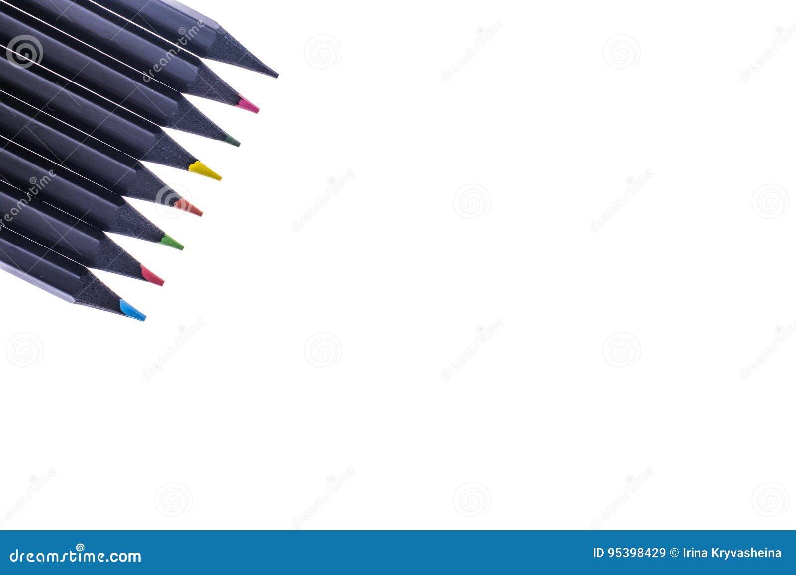 Set of Beautiful Black Colored Pencils on White Background. Stock Image ...