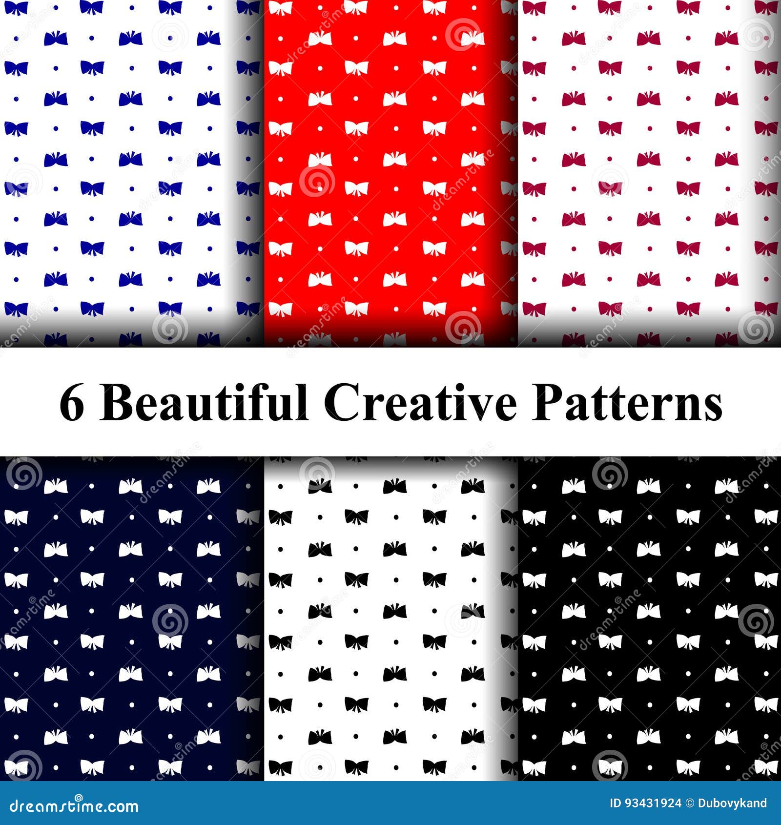 Set of Beautiful Bow Patterns Stock Vector - Illustration of girl ...