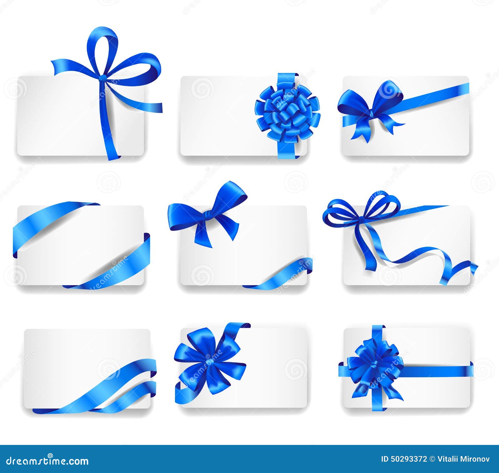 Set of Beautiful Cards with Blue Gift Bows Stock Vector - Illustration ...