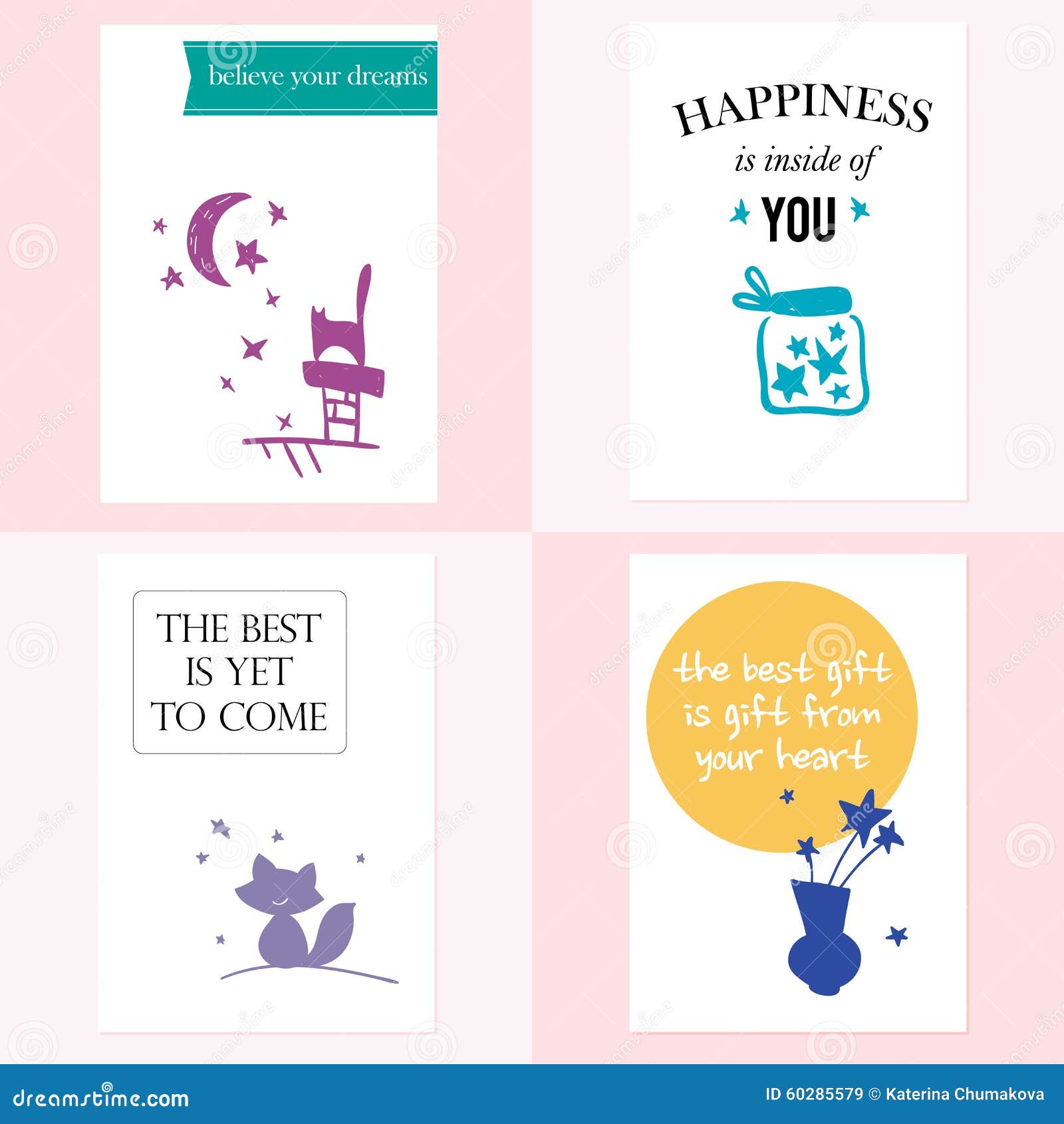 Set of beautiful cards stock vector. Illustration of greeting - 60285579